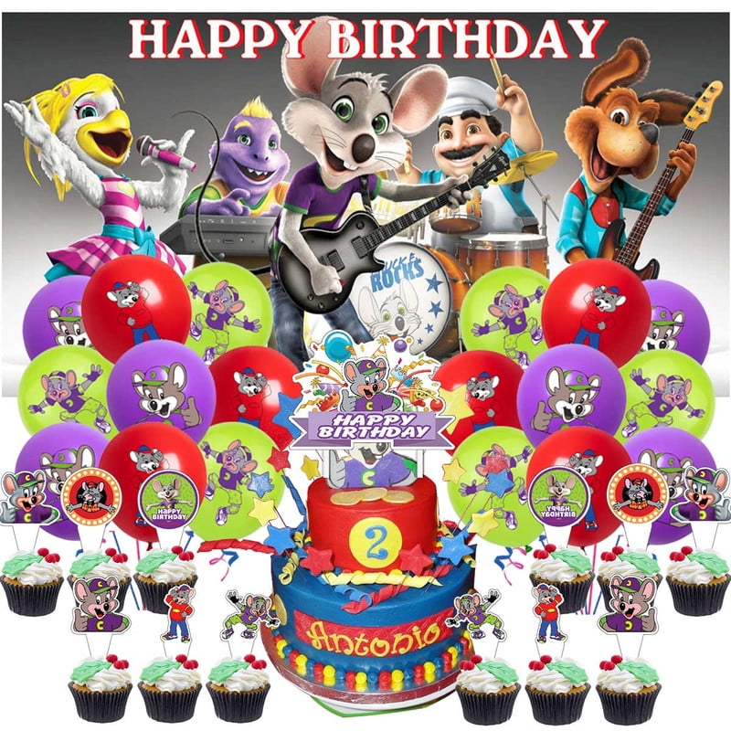 Chuck e Cheese Birthday Set Party Decor Decorations for Kids Supplies ...