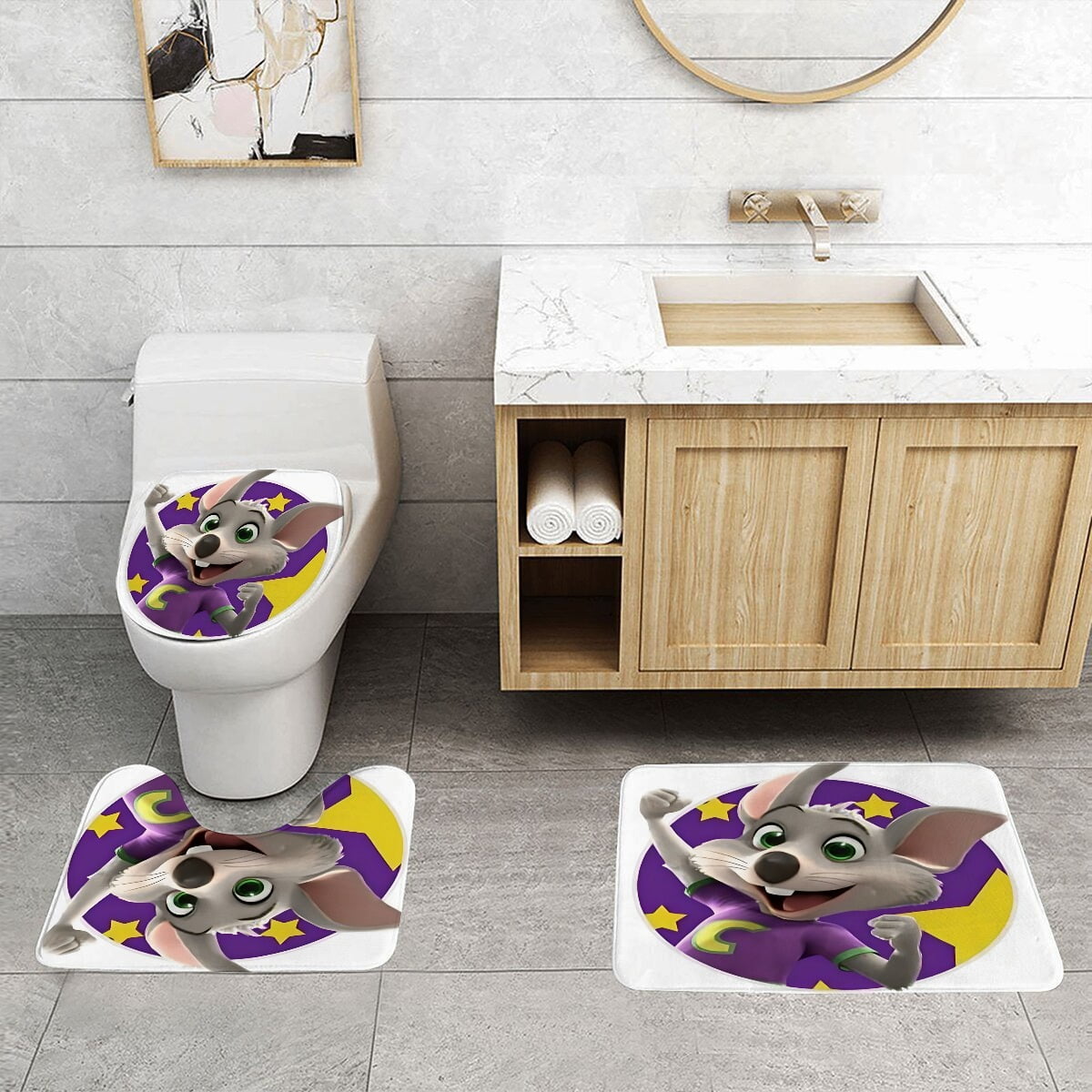 Chuck e Cheese floor mat and toilet set is durable, machine washable ...