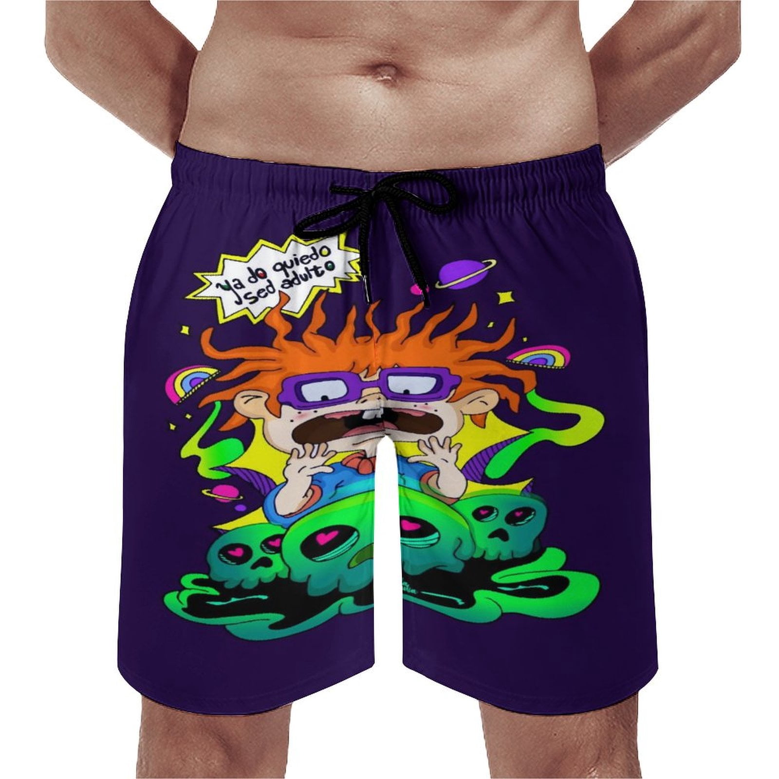 Chuckie Finster Beachwear Men's Hawaiian Beach Shorts Elastic Waist ...