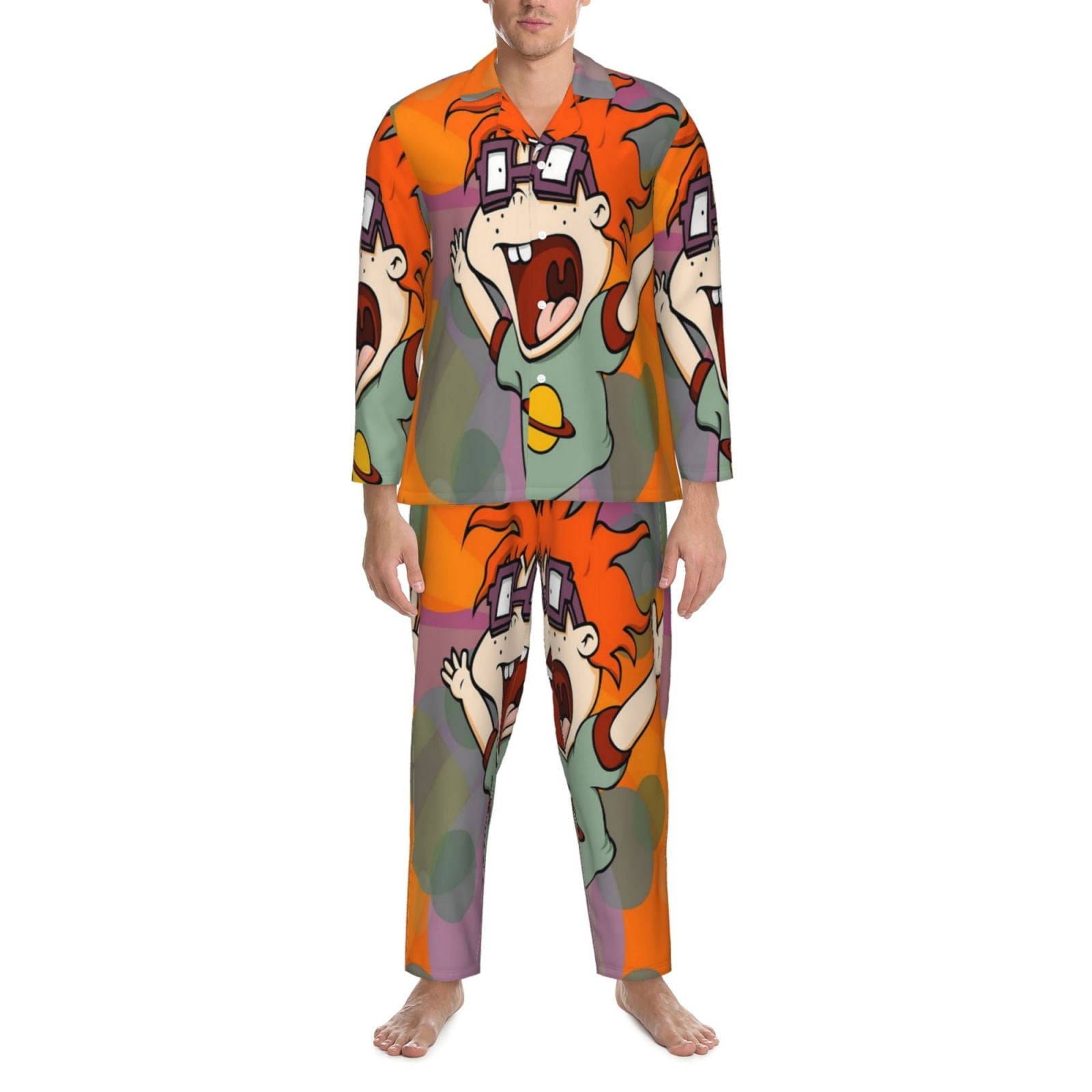 Chuckie Finster Pajama Sets Long Sleeve Button Down Pajamas Set Soft Sleepwear Pjs 2 Piece ...