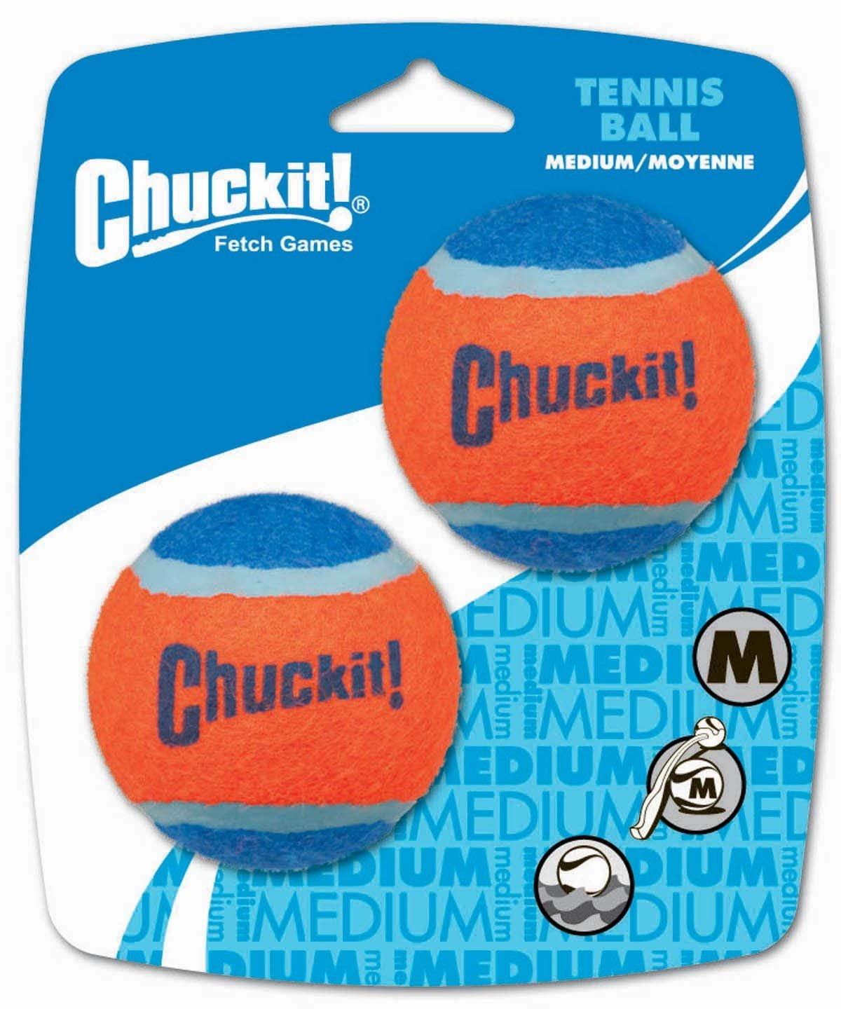 Chuckit! Blue/Orange Rubber Ball Launcher Tennis Balls Medium 2 pk ...