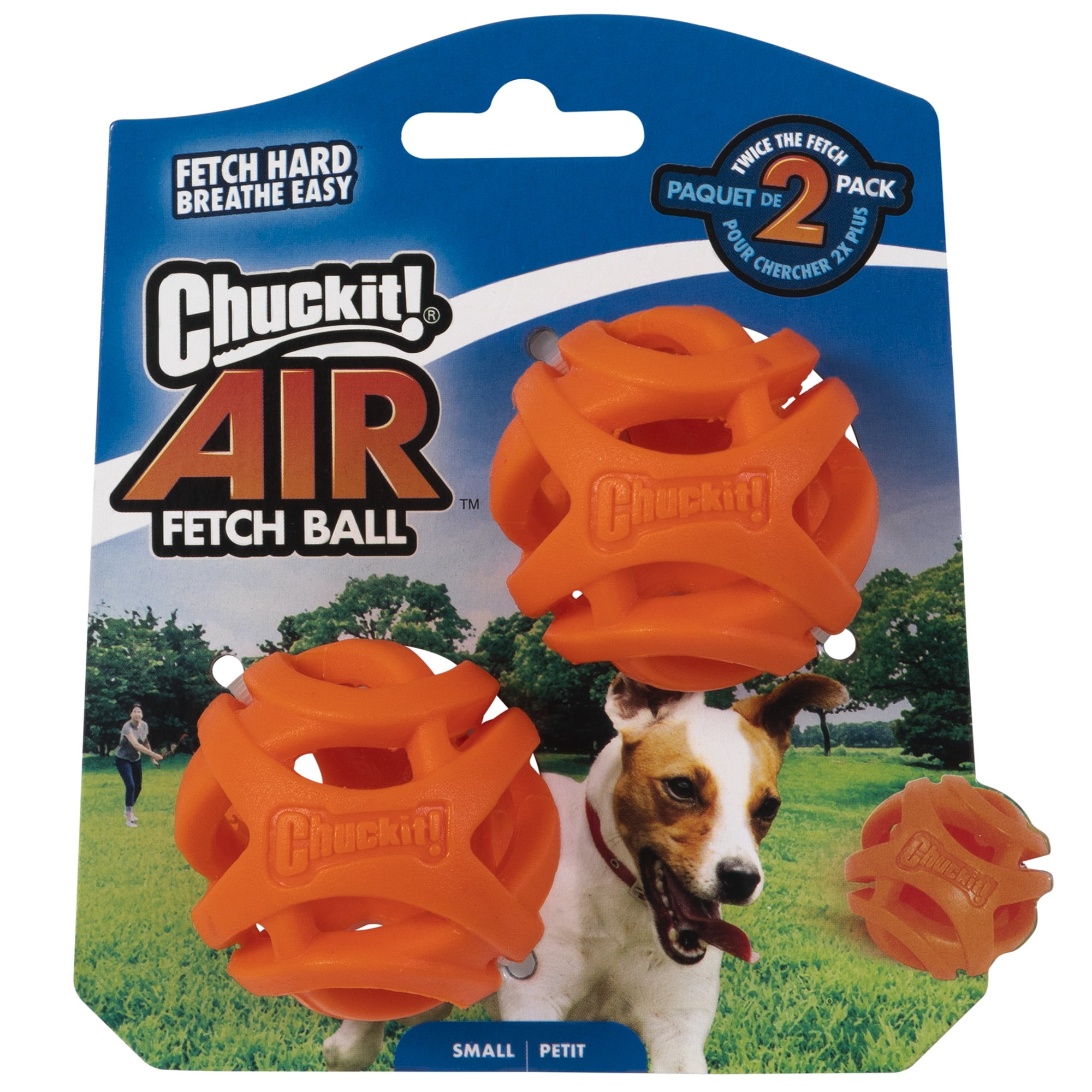 Chuckit! Air Fetch Hard Breathe Easy Rubber Fetch Ball Dog Toy, Small, Pack of 2, Orange ...