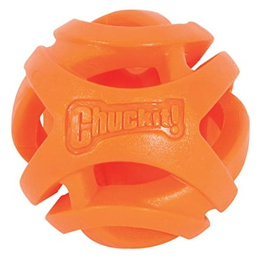 Breathe Right Dog Fetch Ball Treat Dispensing Hollow Orange Rubber ...