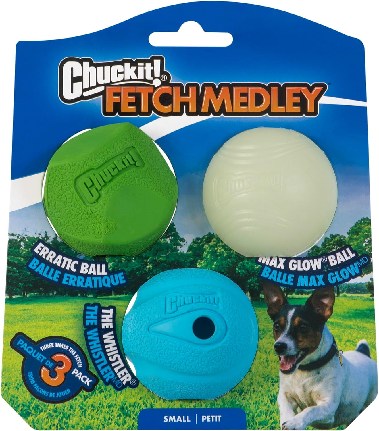 Chuckit! Fetch Medley Rubber Balls Fetch Dog Toy, Small (2") for Dogs ...