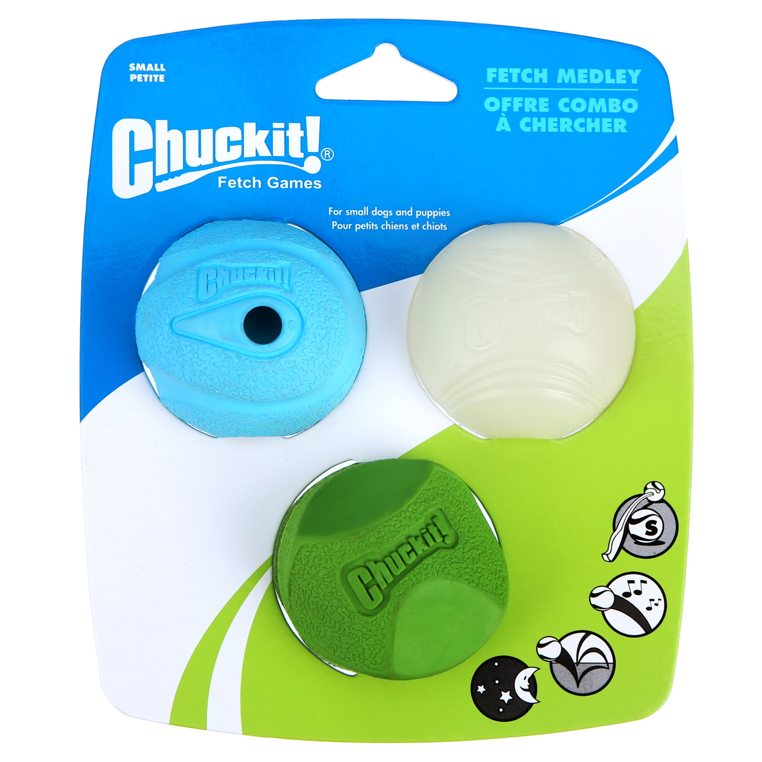 Chuckit Fetch Medley Rubber Balls Fetch Dog Toys, for Small Breeds ...