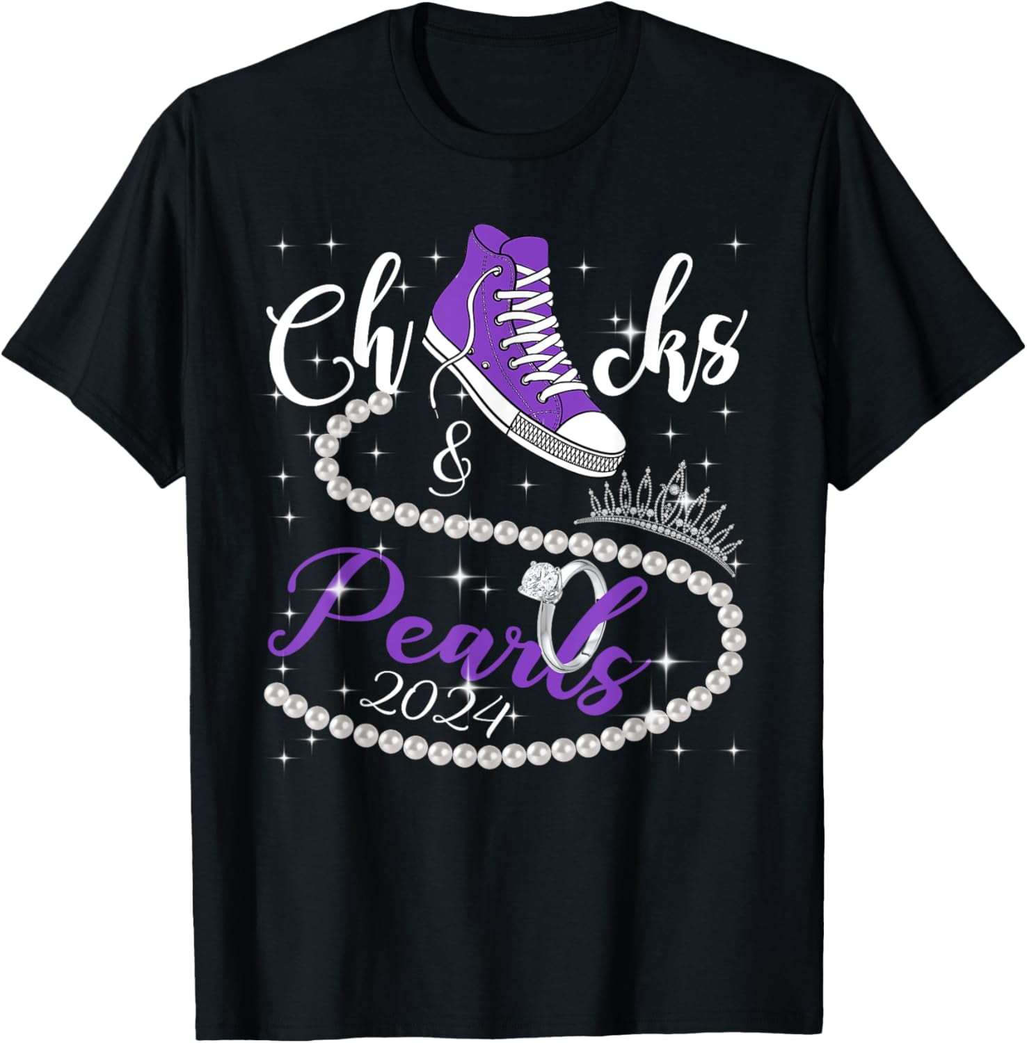 Chucks And Pearls 2024 Kamala Harris 2024 Vote President 47 T-Shirt ...