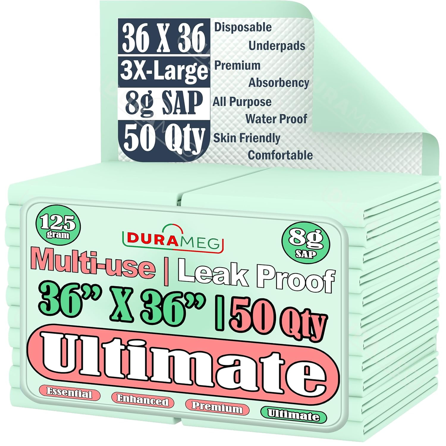 Chucks Disposable [50-Pads] Underpads 36x36 Incontinence Chux Pads - 8g ...