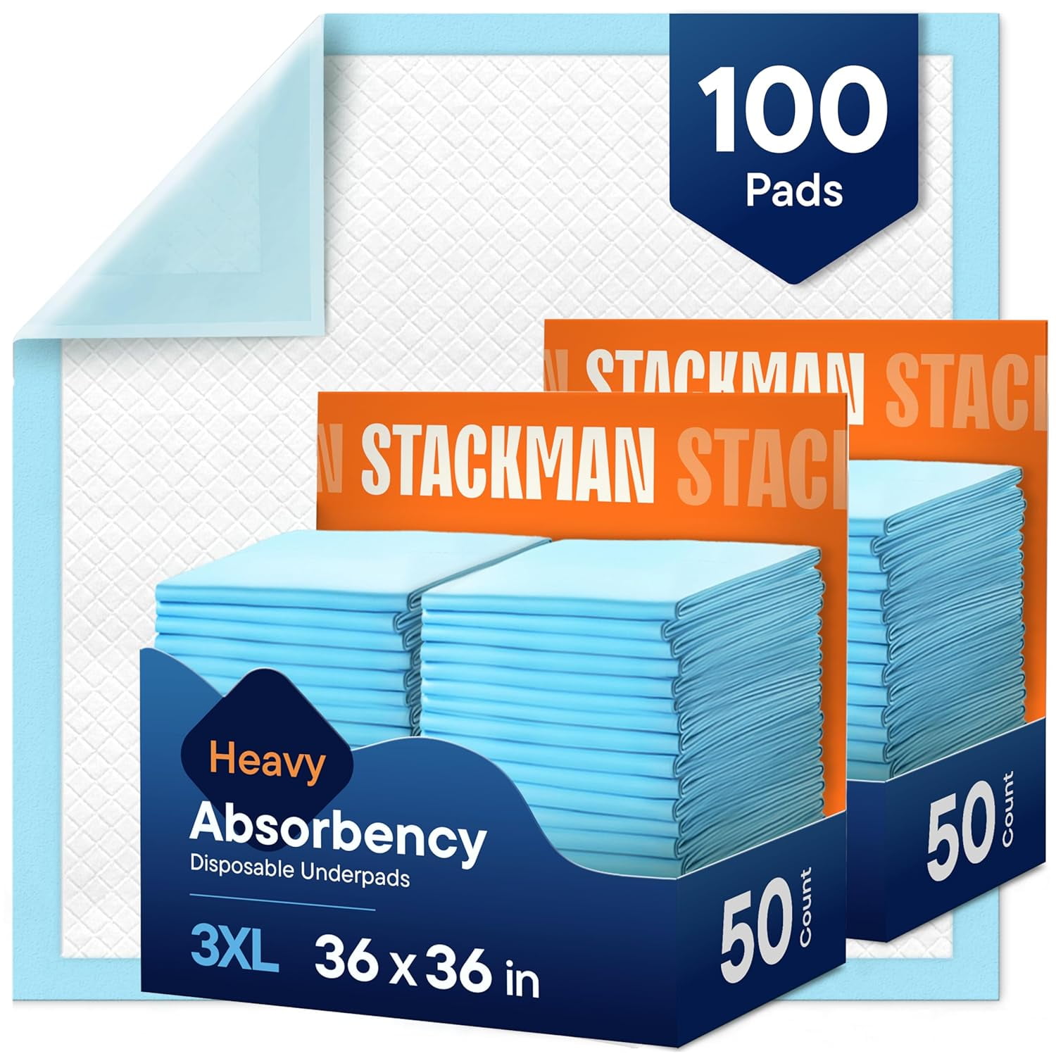 Chucks Pads Disposable [100-Pack] Adult Incontinence Underpads 36"x 36" Extra Large Absorbent ...