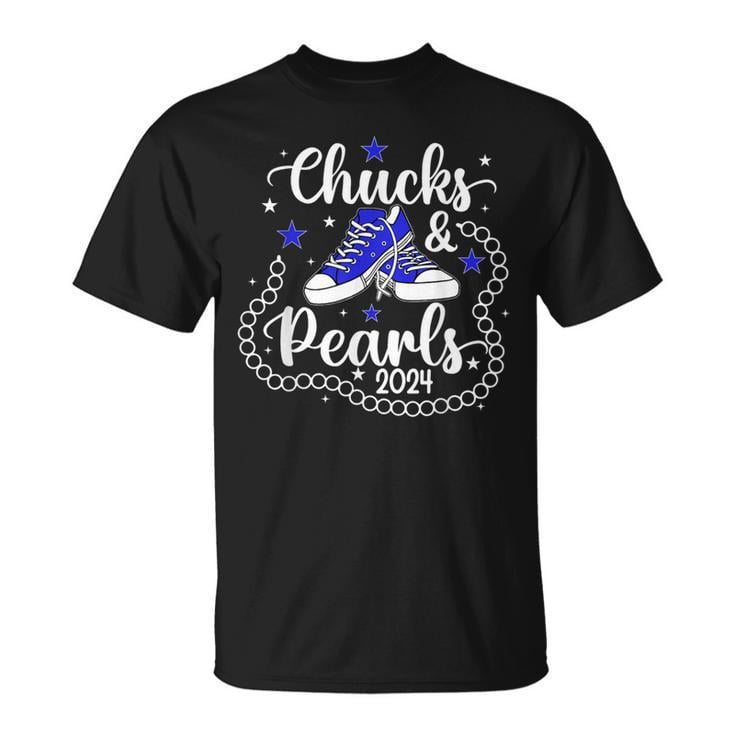 Chucks and Pearls 2024 Vote President Political Meme T-Shirt, Election Campaign Support Shirt ...