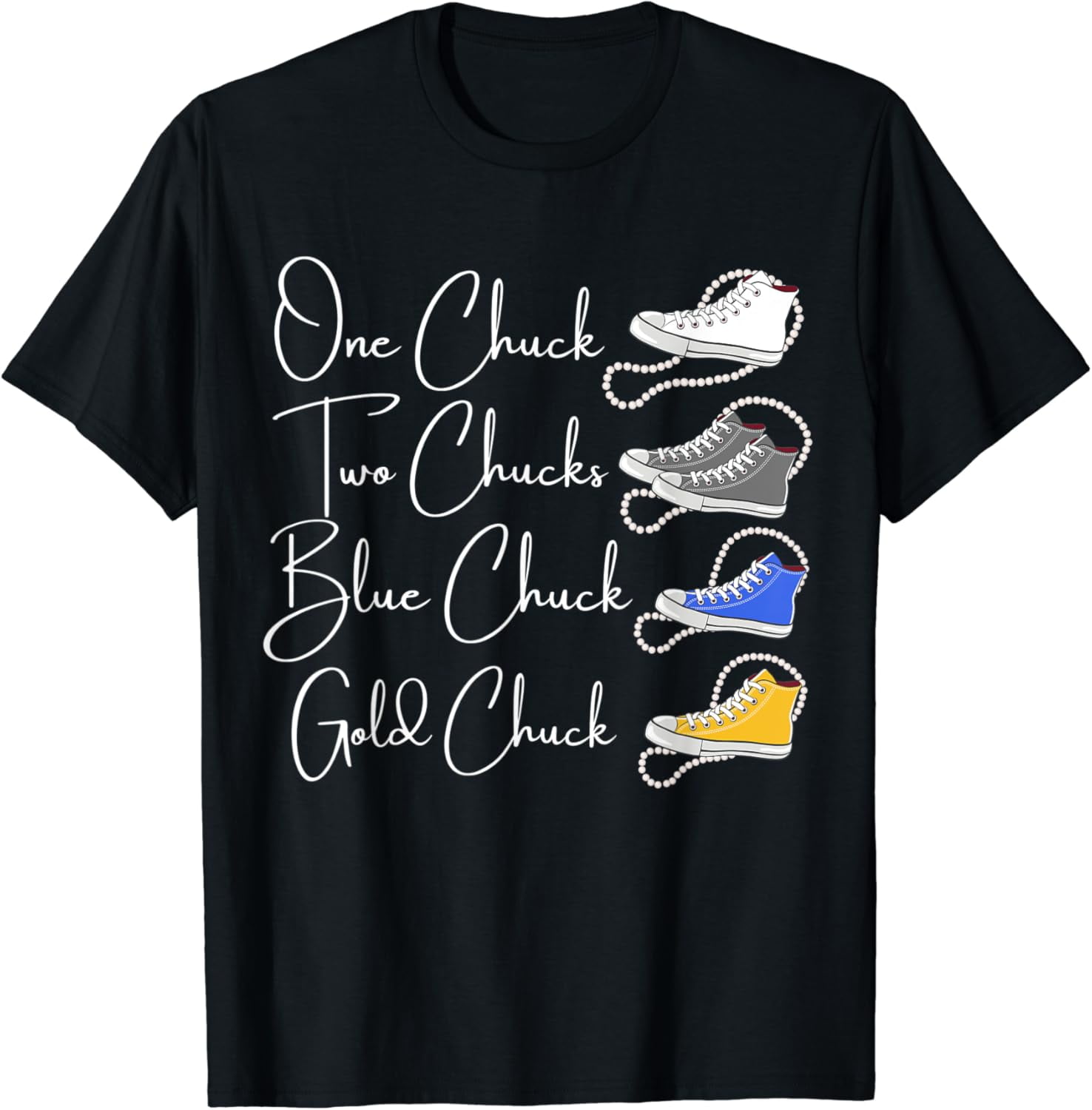 Chucks and Pearls Divine Nine Black Girl Magic Blue Gold T-Shirt ...
