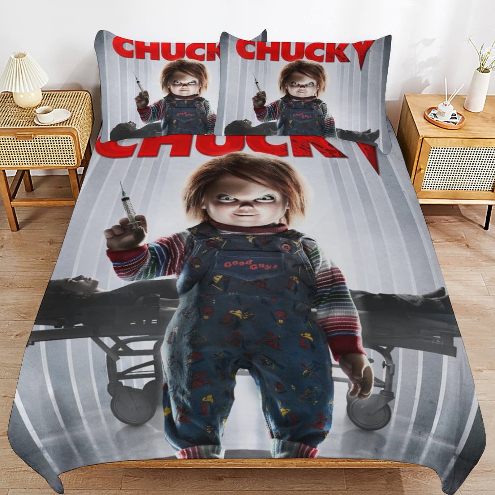 Chucky 3-Piece Full Bedding Set,Halloween Horror Bed Set with 1 Duvet ...