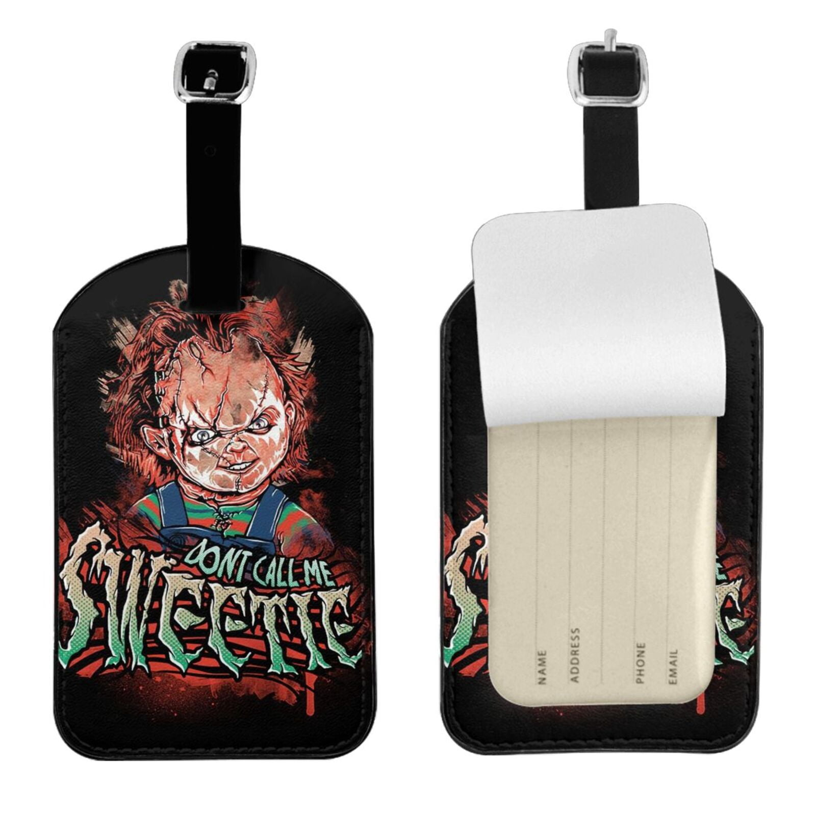 Chucky 3 Piece Leather luggage tags hang tags suitcases office work ...