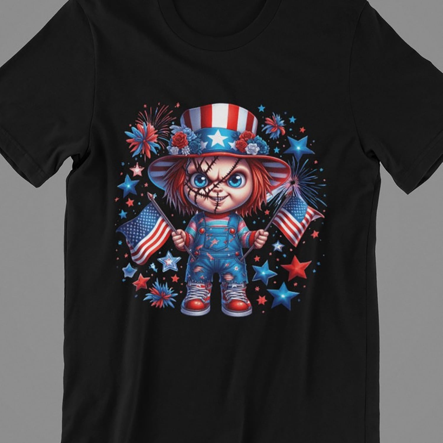 Chucky 4th of July T-Shirt - Patriotic Horror Tee - Independence Day ...