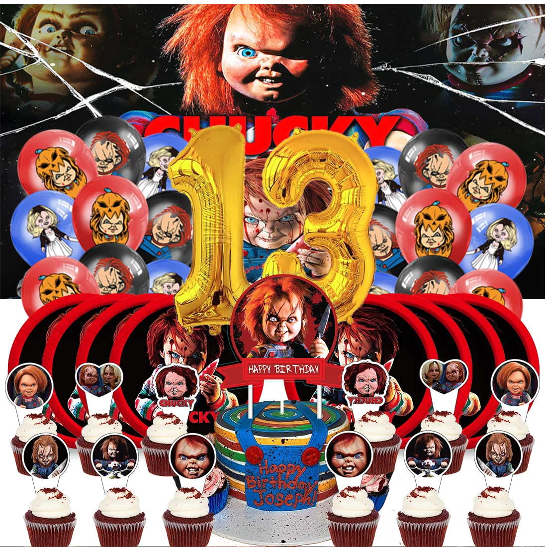 Chucky Balloons Party Supplies 13th Decor Tableware Birthday Cake ...