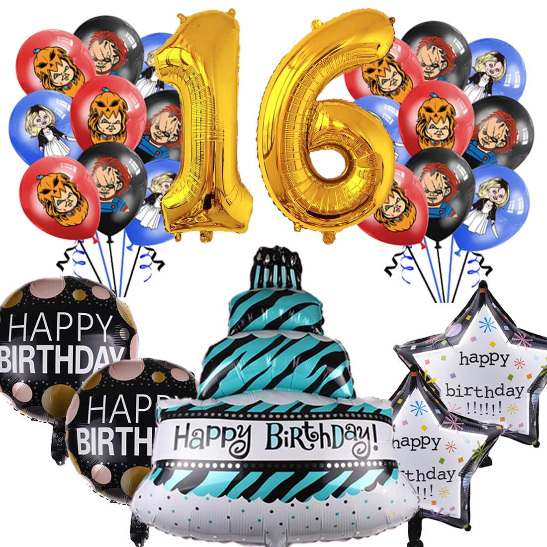 Chucky Balloons Party Supplies 16th Big Number Decorations Decor Kit ...