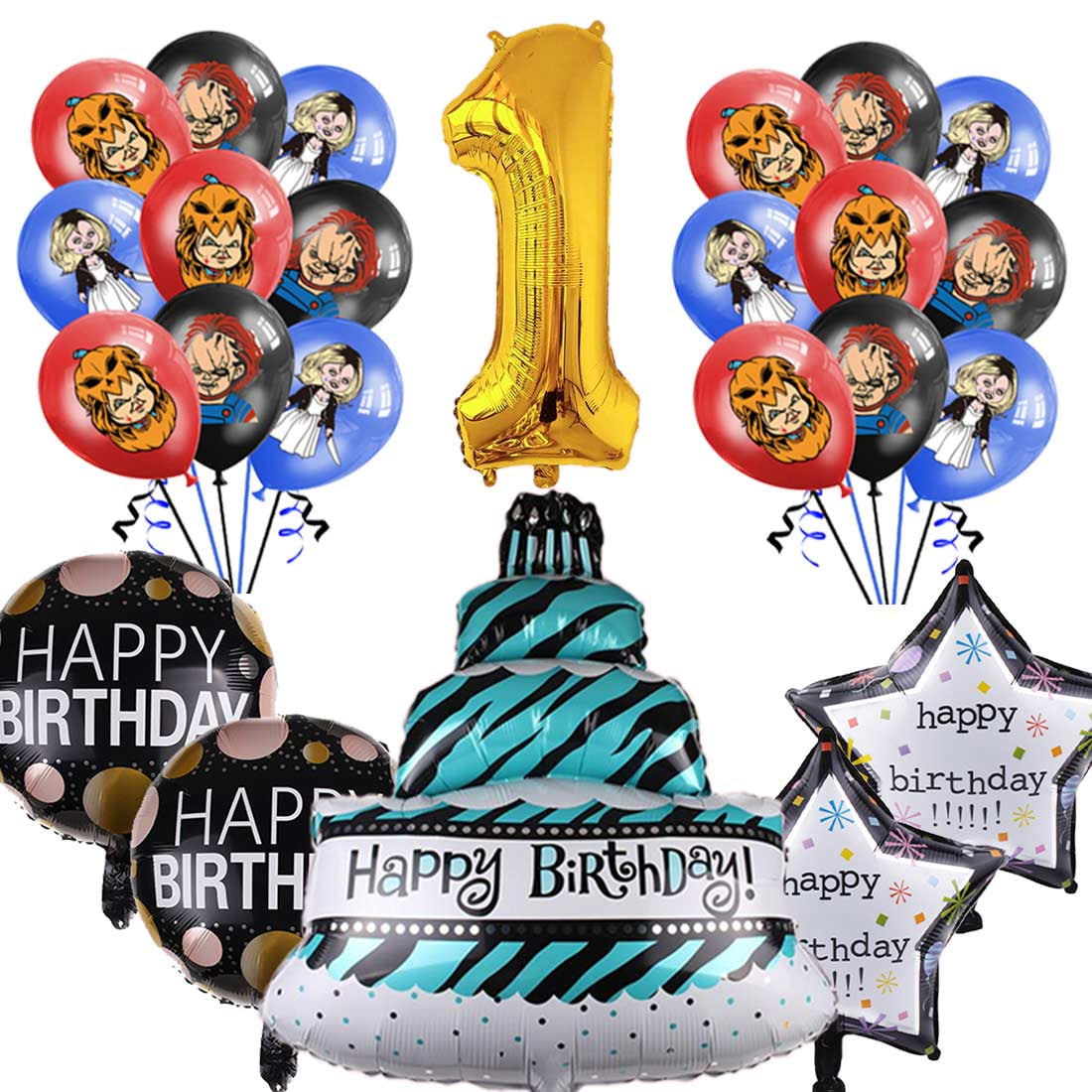 Chucky Balloons Party Supplies 1st Big Number Decorations Decor Kit ...