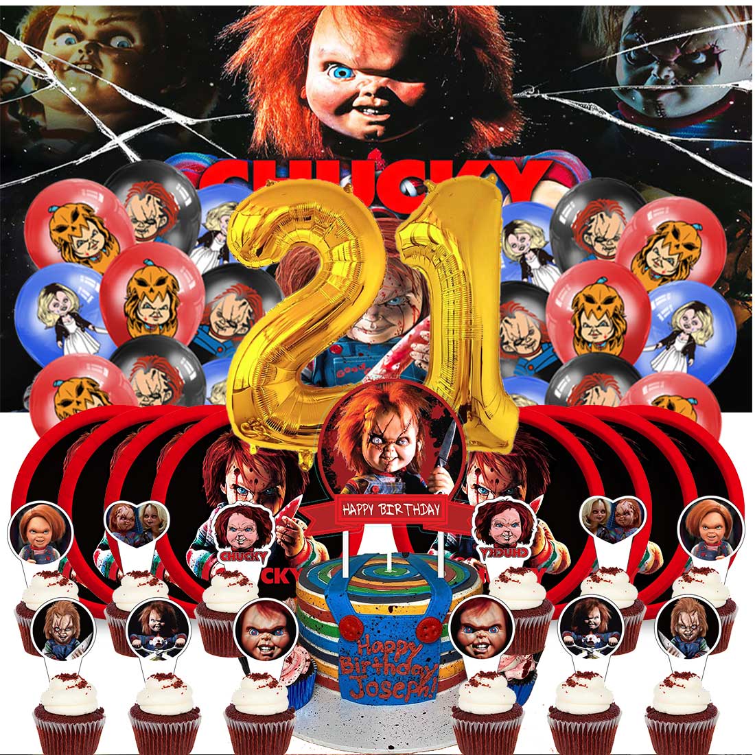 Chucky Balloons Party Supplies 21th Decor Tableware Birthday Cake ...