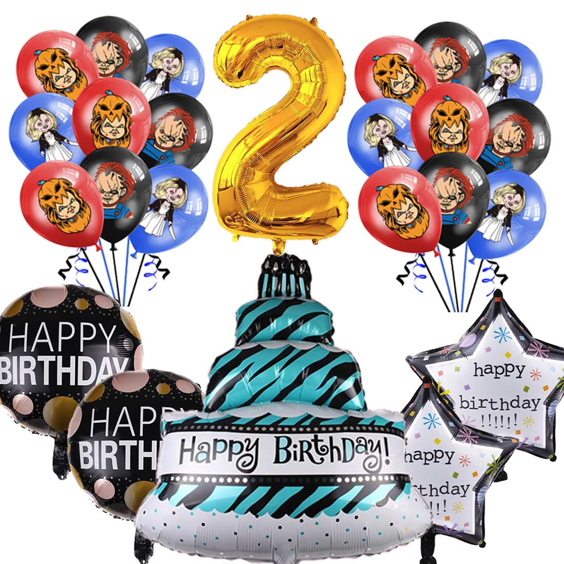 Chucky Balloons Party Supplies 2nd Big Number Decorations Decor Kit ...