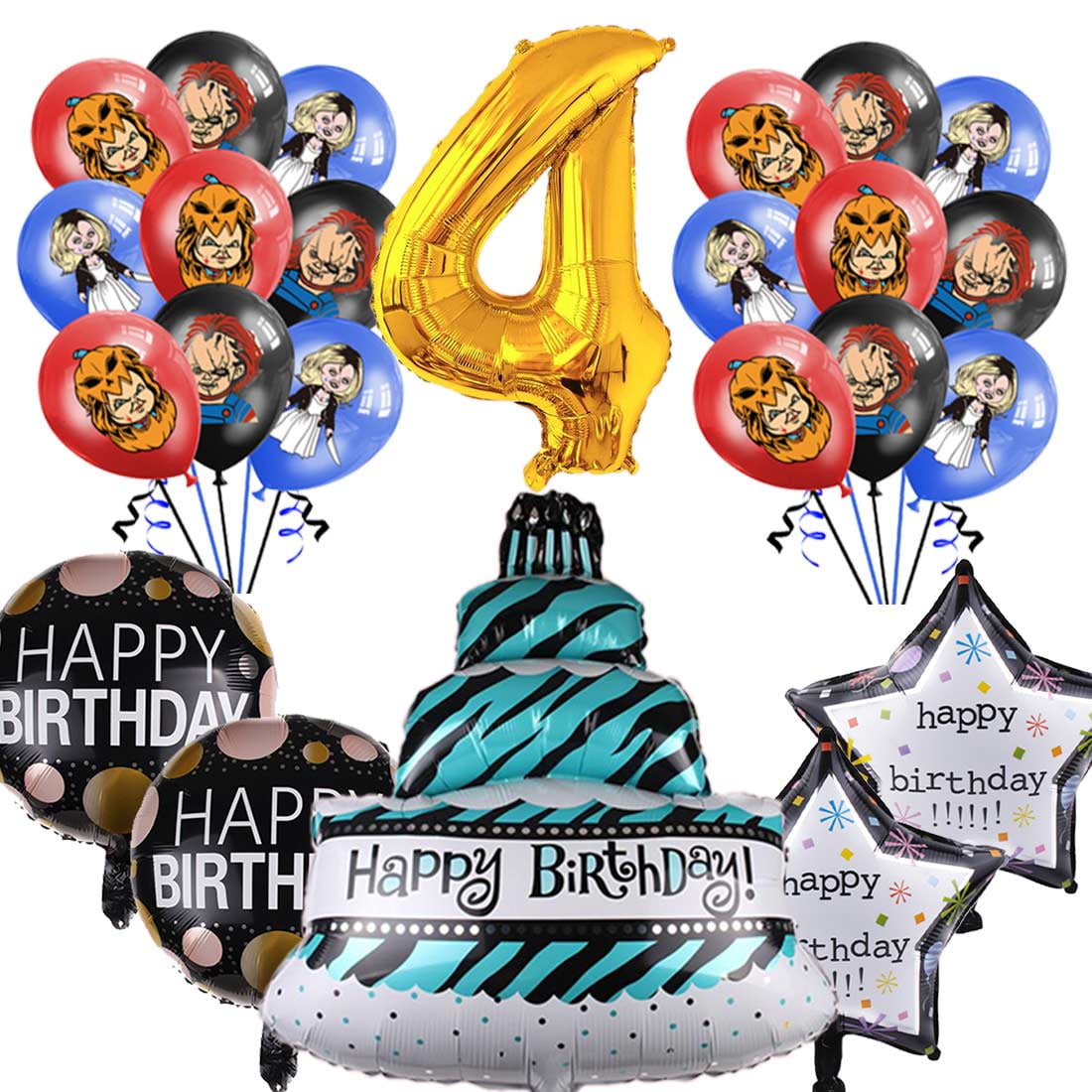 Chucky Balloons Party Supplies 4th Big Number Decorations Decor Kit ...
