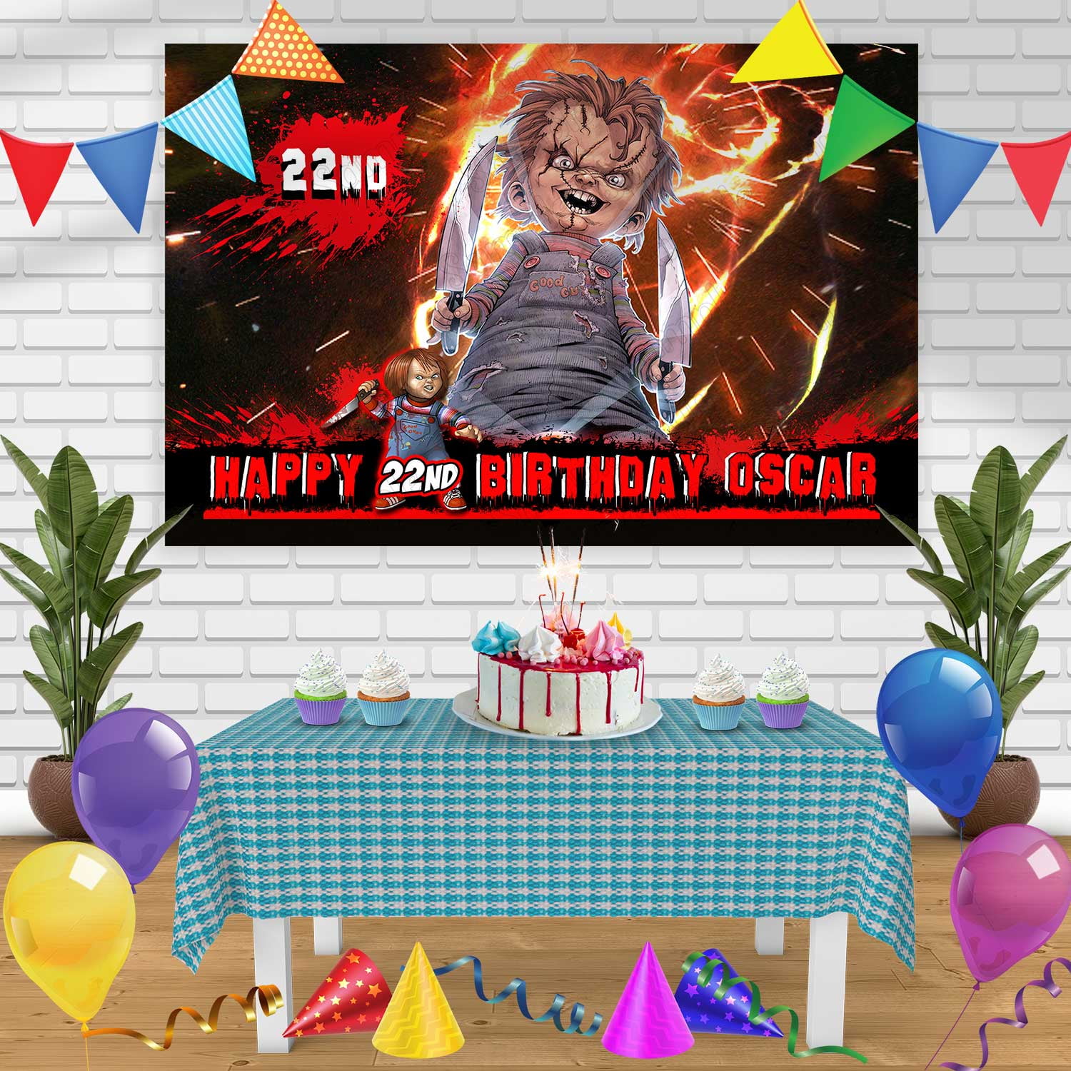 Chucky Birthday Banner Personalized Party Backdrop Decoration 60 x 44 ...
