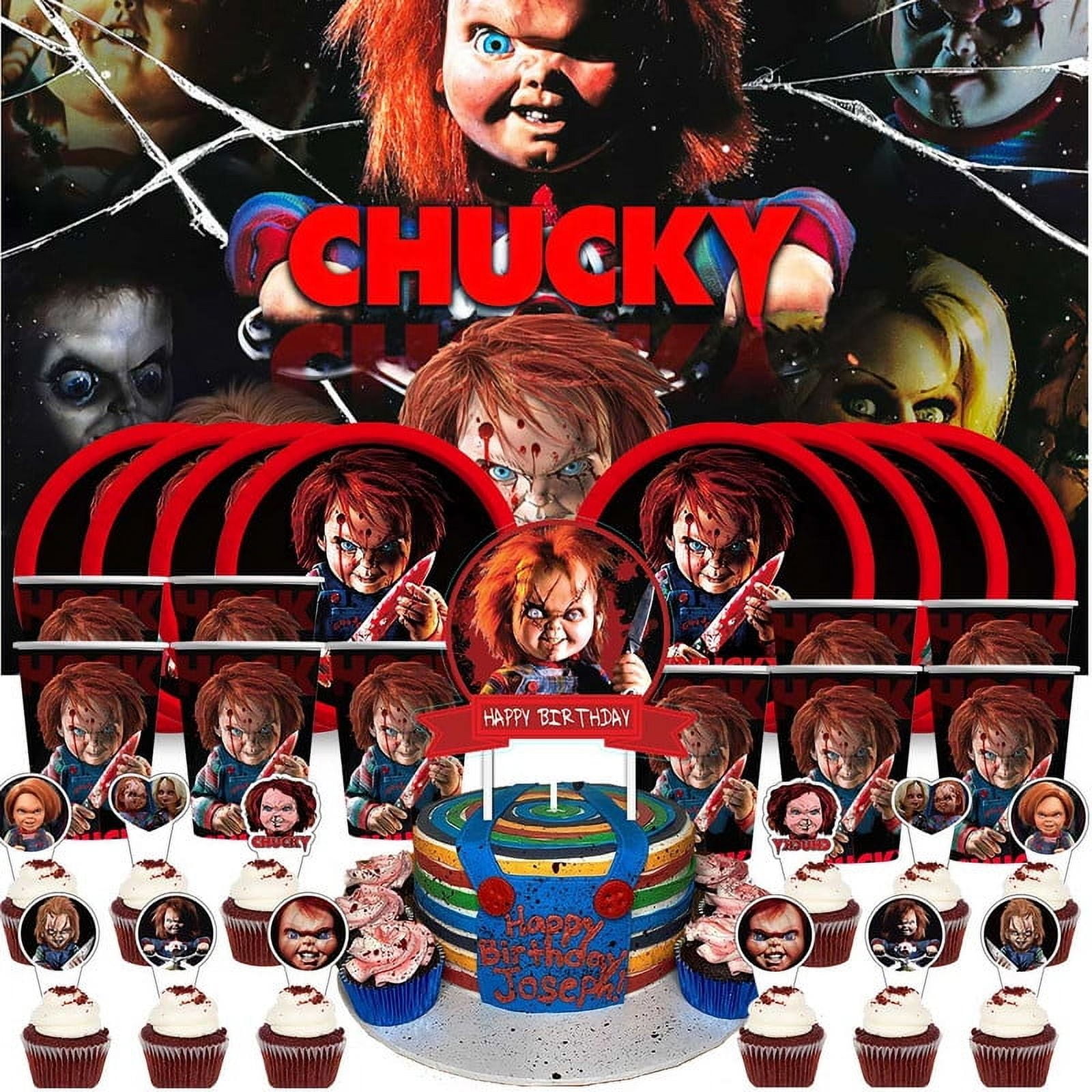 Chucky Birthday Cups Party Supplies Decor Backdrop Plates Fans ...