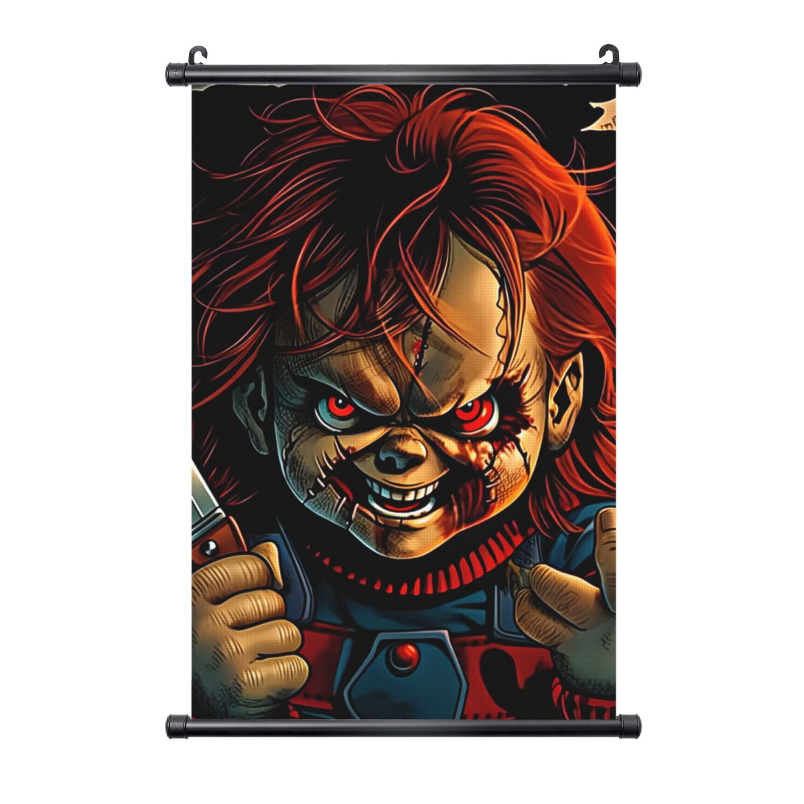 Chucky Black Plastic Shaft Hanging Poster Decor Canvas Wall Hanging ...