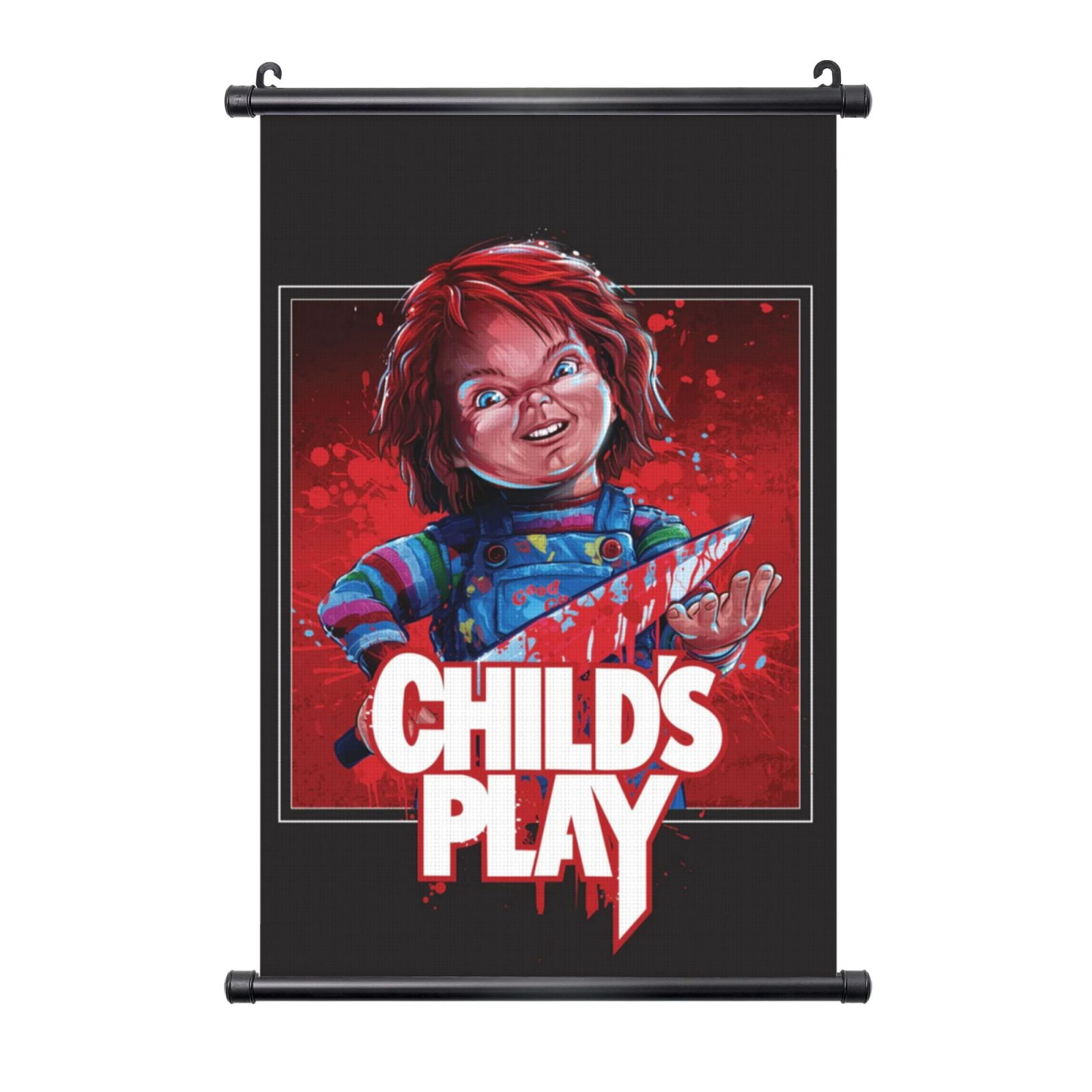 Chucky Black Plastic Shaft Hanging Poster Decor Canvas Wall Hanging ...