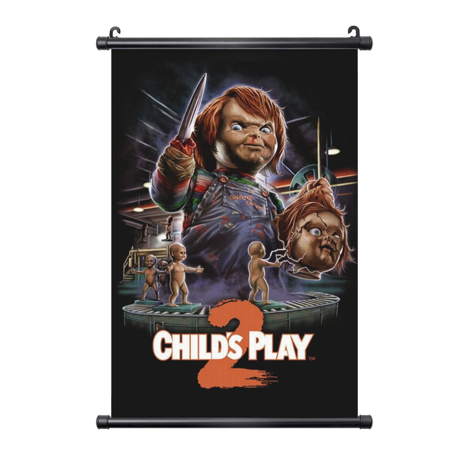 Chucky Black Plastic Shaft Hanging Poster Decor Canvas Wall Hanging ...
