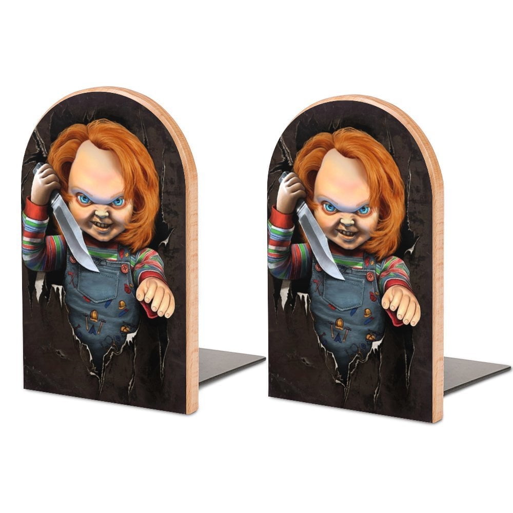Chucky Bookends Wood Book Divider Decorative Shelves Non-Skid Book ...