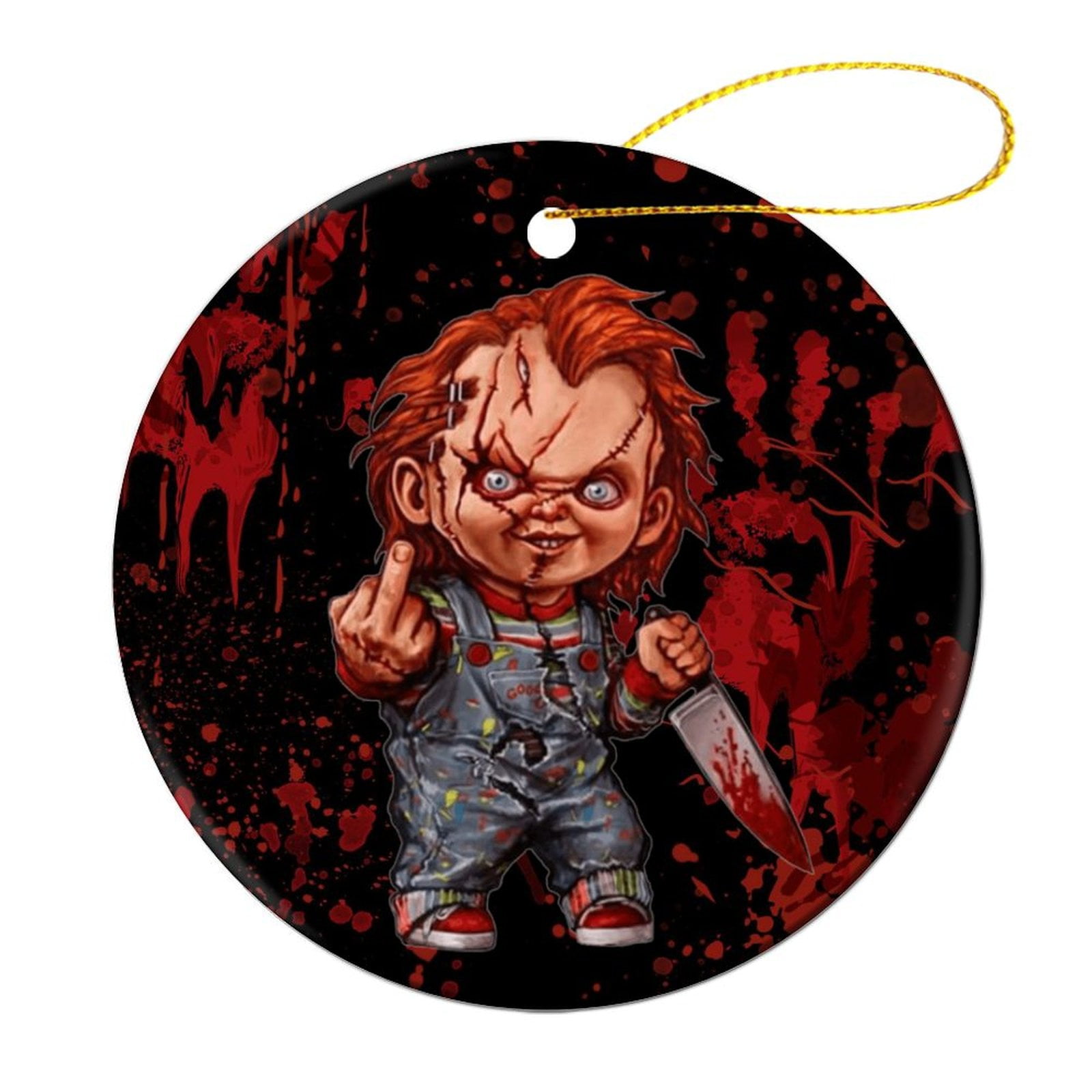 Chucky Ceramic Christmas Tree Ornaments Round Souvenir X-Mas Hanging ...