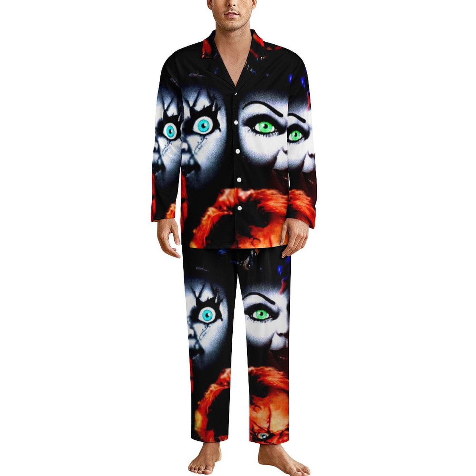 Chucky Character Long Sleeved Pajama Set for Men Sleepwear Sets Soft ...