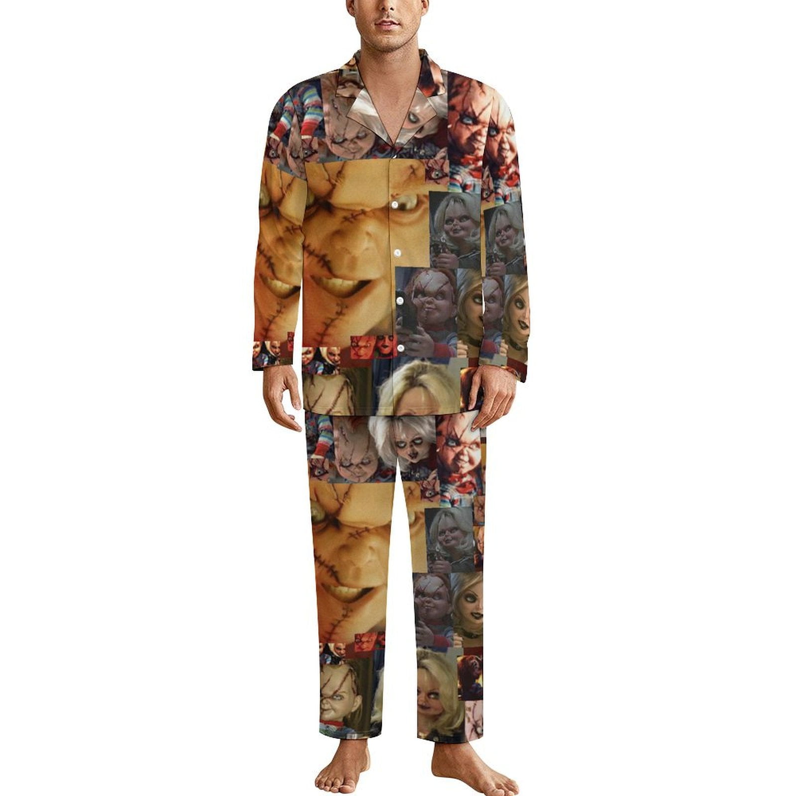 Chucky Characters Long Sleeved Pajama Set for Men Sleepwear Sets Soft ...