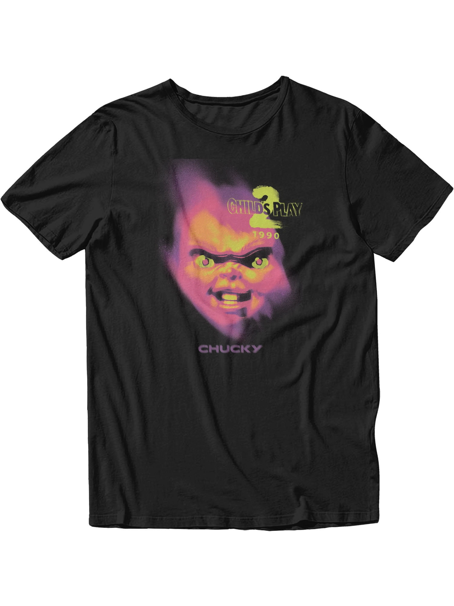 Chucky Child’s Play 2 Neon Face Graphic Short Sleeve T-Shirt for Men ...