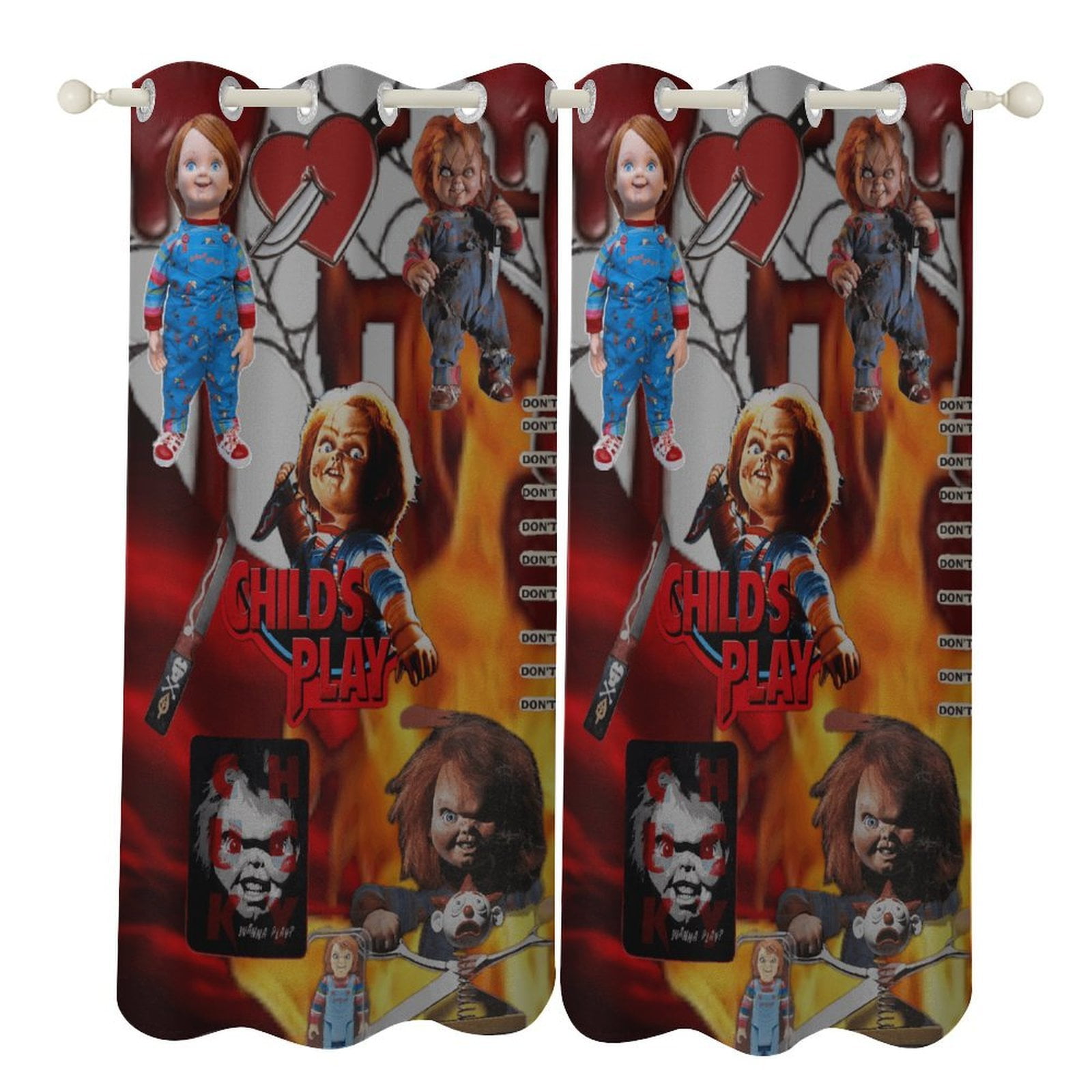 Chucky Curtains Perforated Halloween Pattern Window Blackout Drapes for ...