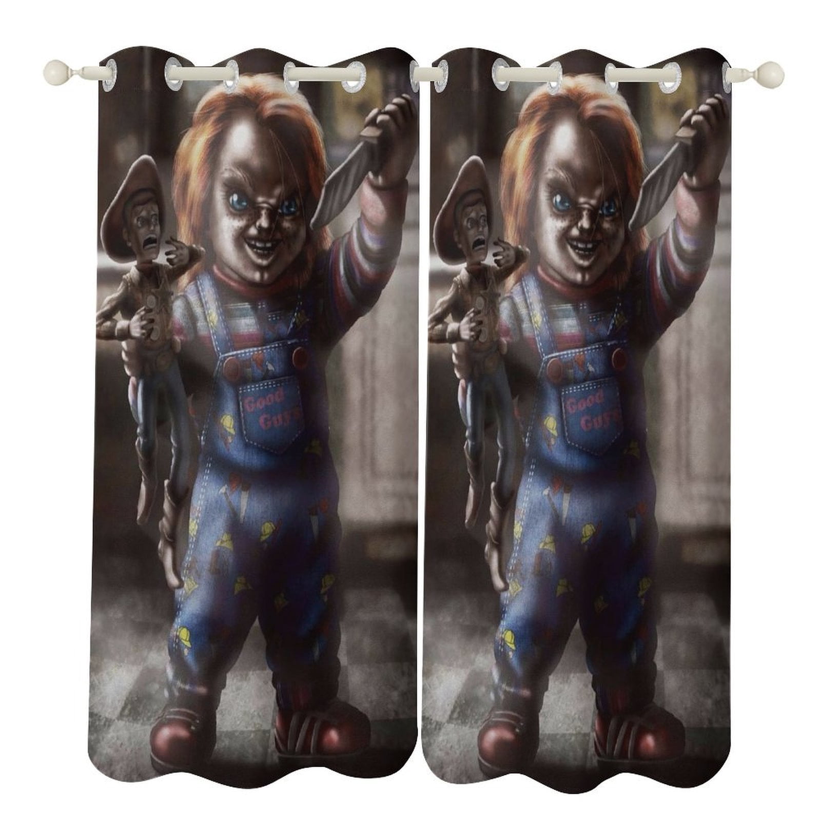 Chucky Curtains Perforated Halloween Pattern Window Blackout Drapes for ...