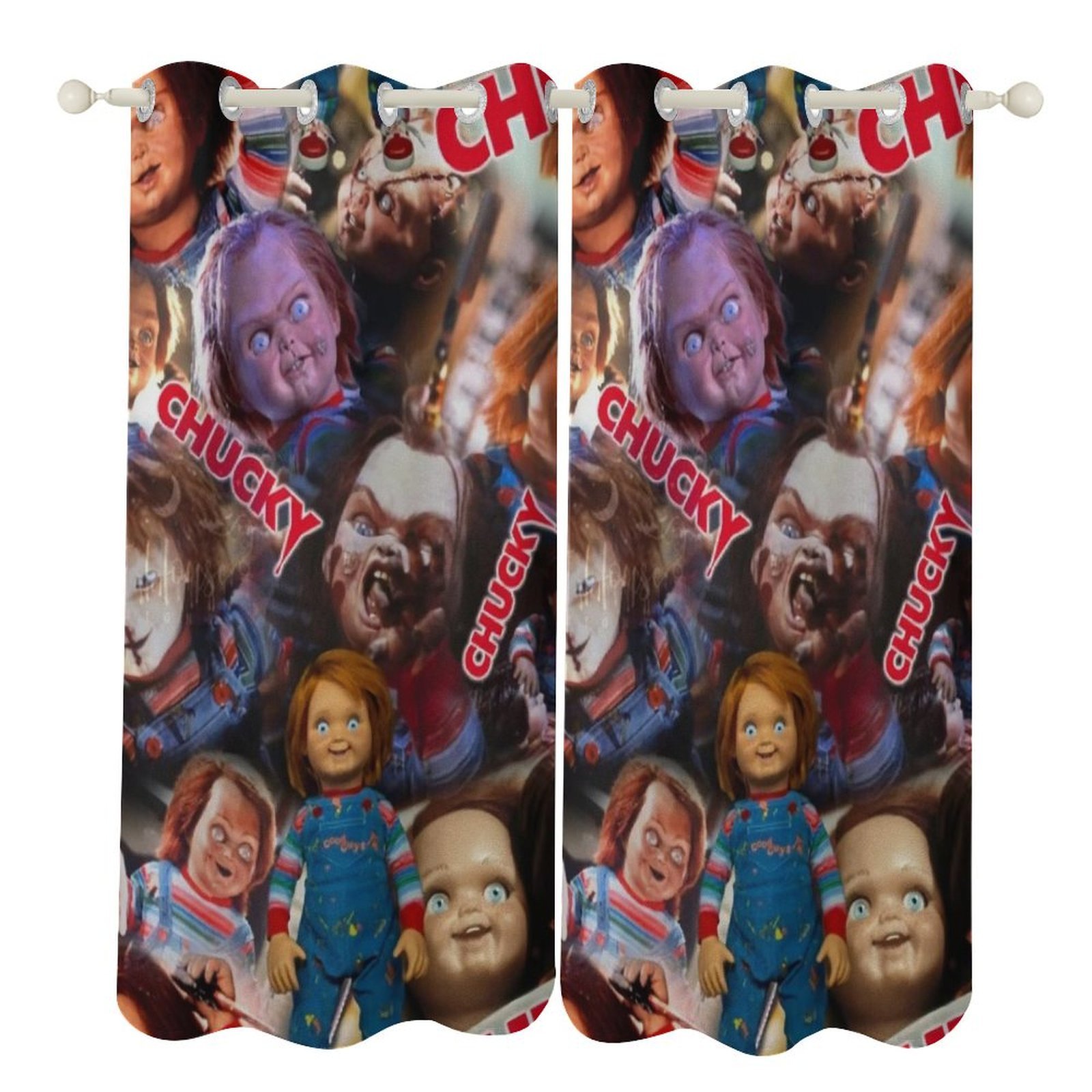 Chucky Curtains Perforated Halloween Pattern Window Blackout Drapes for ...