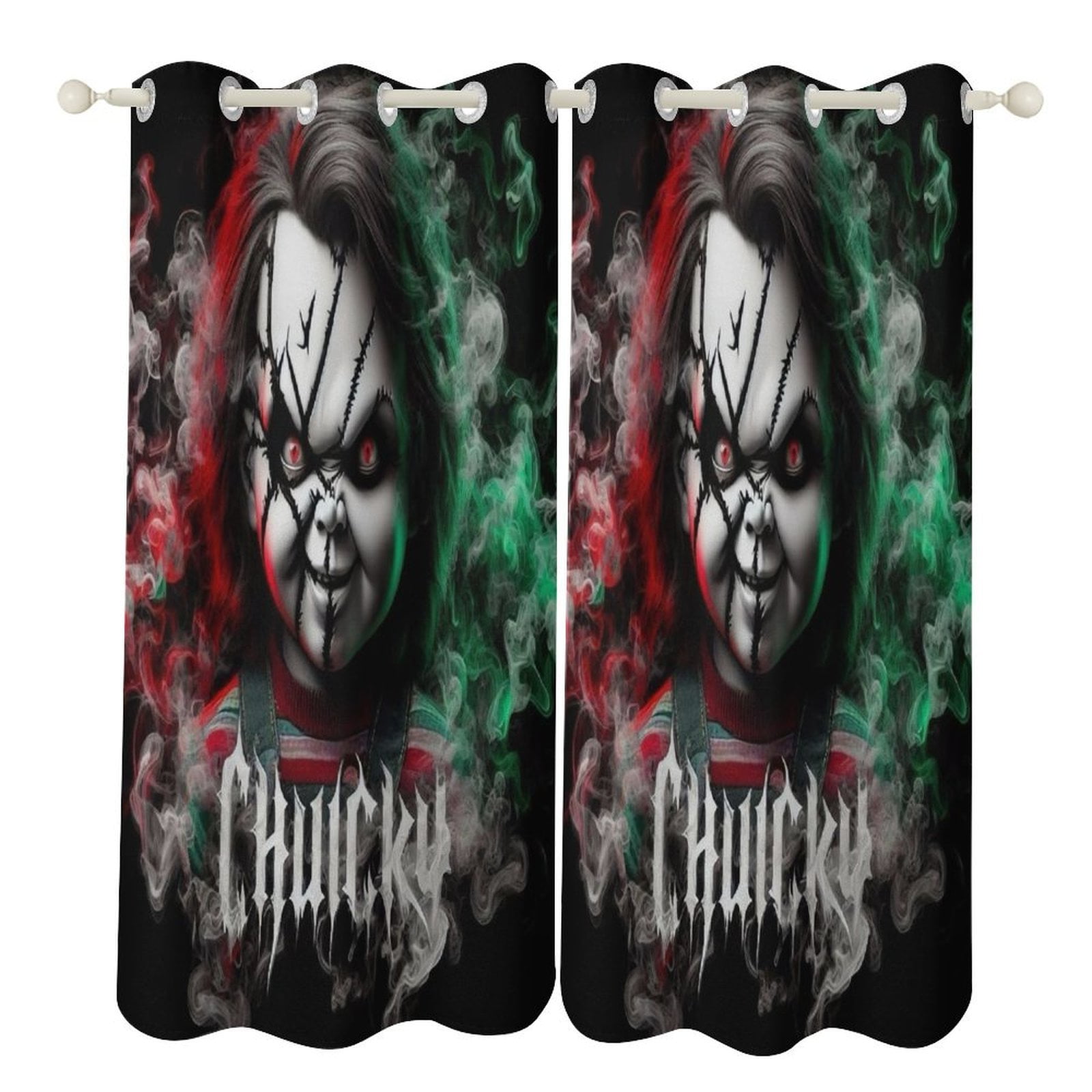 Chucky Curtains Perforated Halloween Pattern Window Blackout Drapes for ...