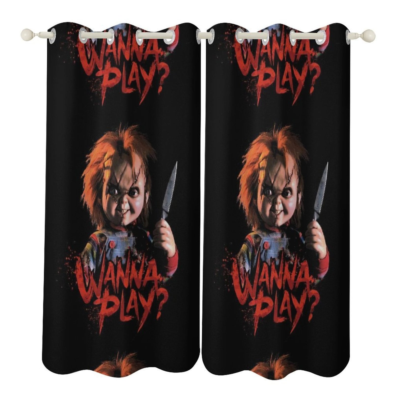 Chucky Curtains Perforated Halloween Pattern Window Blackout Drapes for ...
