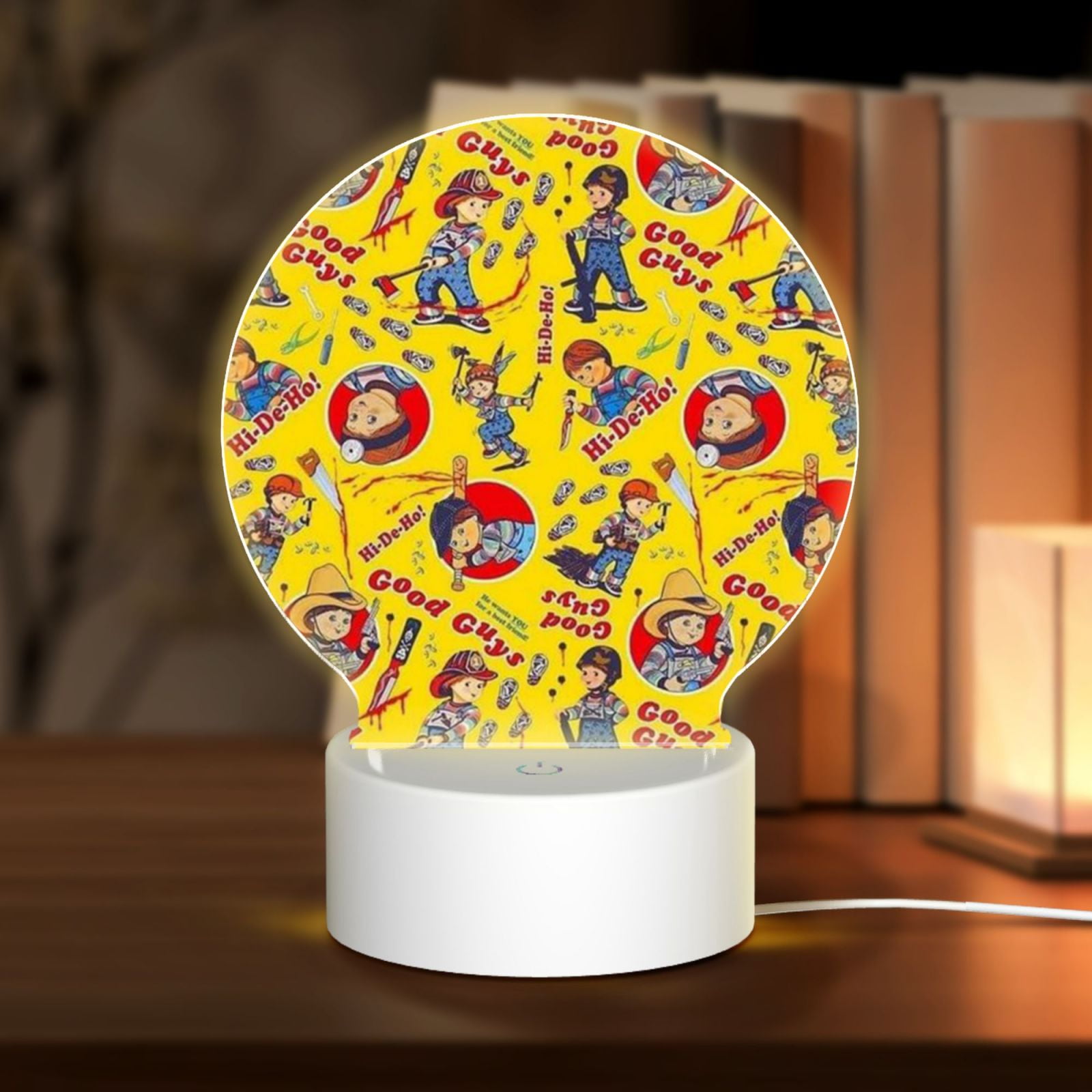 Chucky Doll Childs Play Round Acrylic Night Light Decoration USB Cable ...