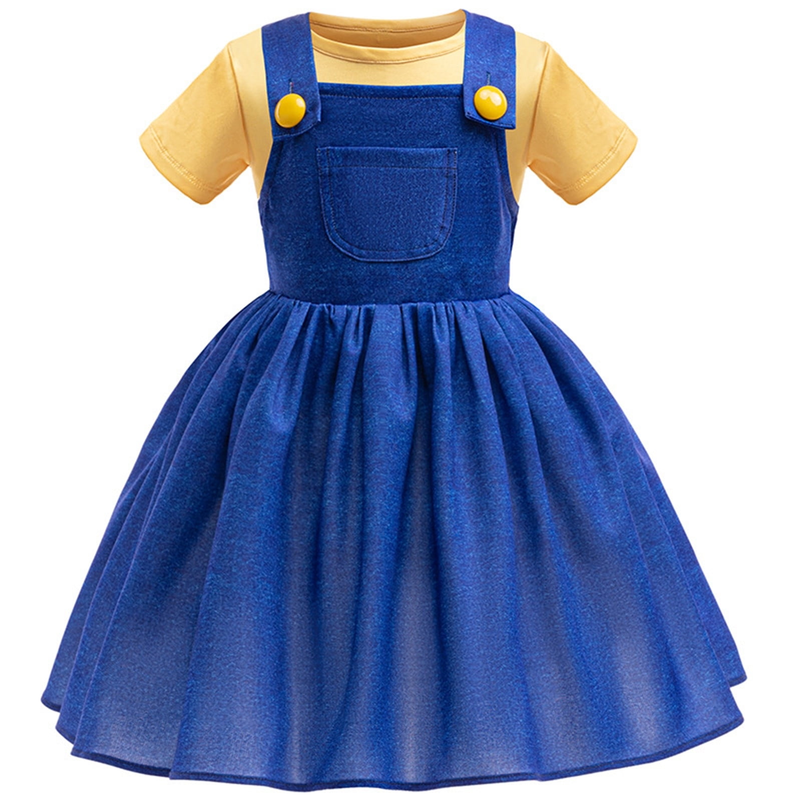 Chucky Doll Costume for Little Girls, Rainbow Doll Collar, Puff Sleeve ...