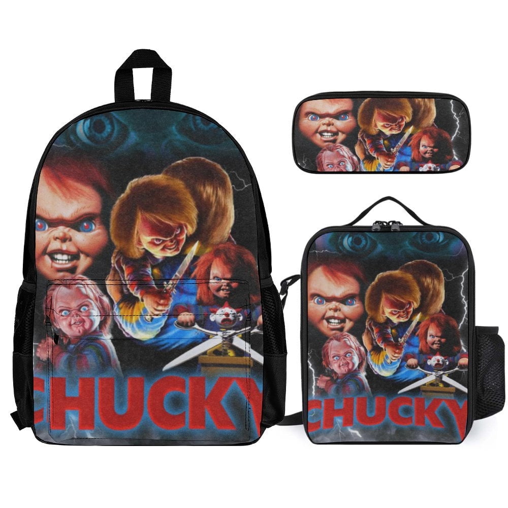 Chucky Doll Horror Backpack 3 Pieces Set With Pencil Case Lunch Bag ...