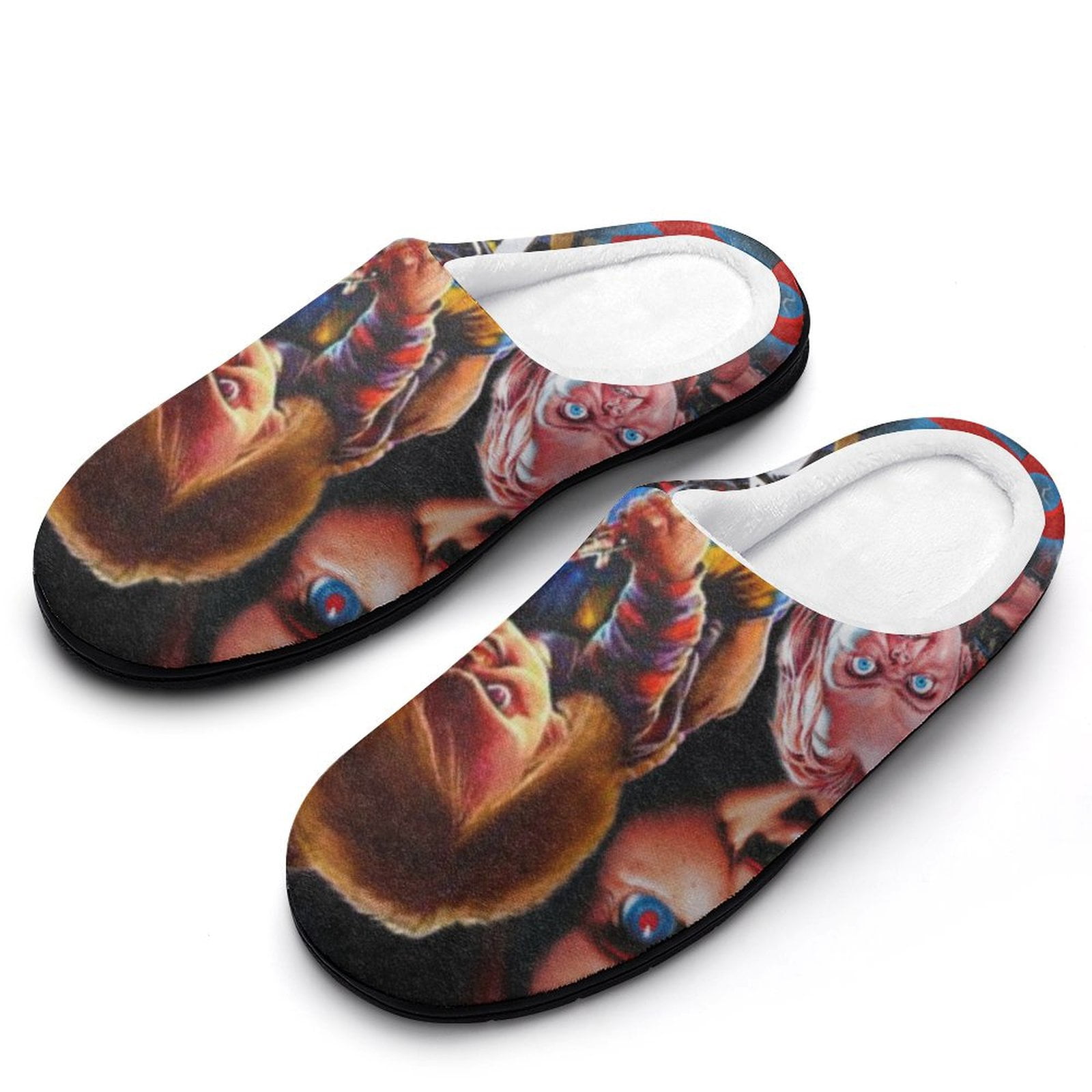 Chucky Doll Horror Men's Cotton Slippers Winter Fuzzy Lightweight Anti ...