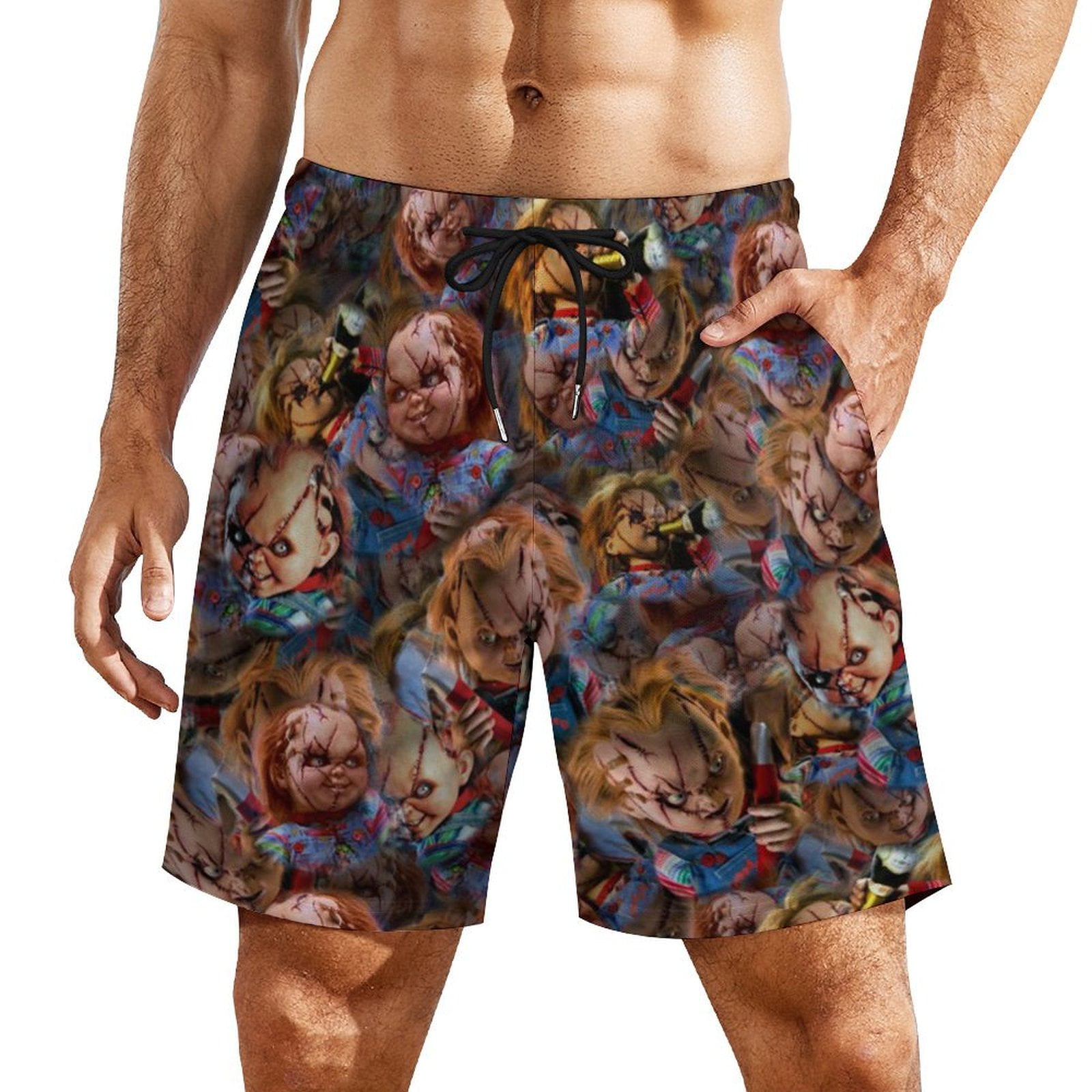 Chucky Doll Pattern Men's Board Shorts Swim Trunks Quick Dry Beach Short Swimwear Bathing Suit ...