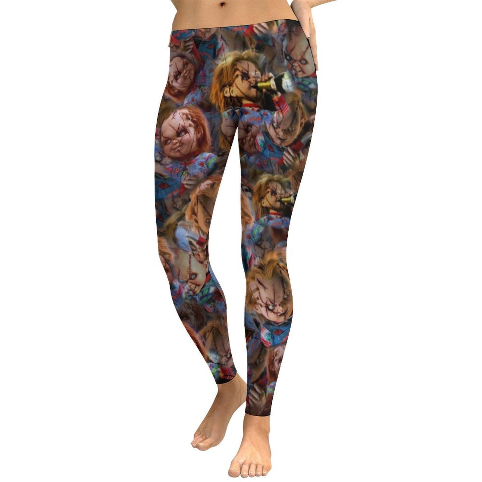 Chucky Doll Pattern Women's Yoga Pants High Waisted Tummy Control Non ...