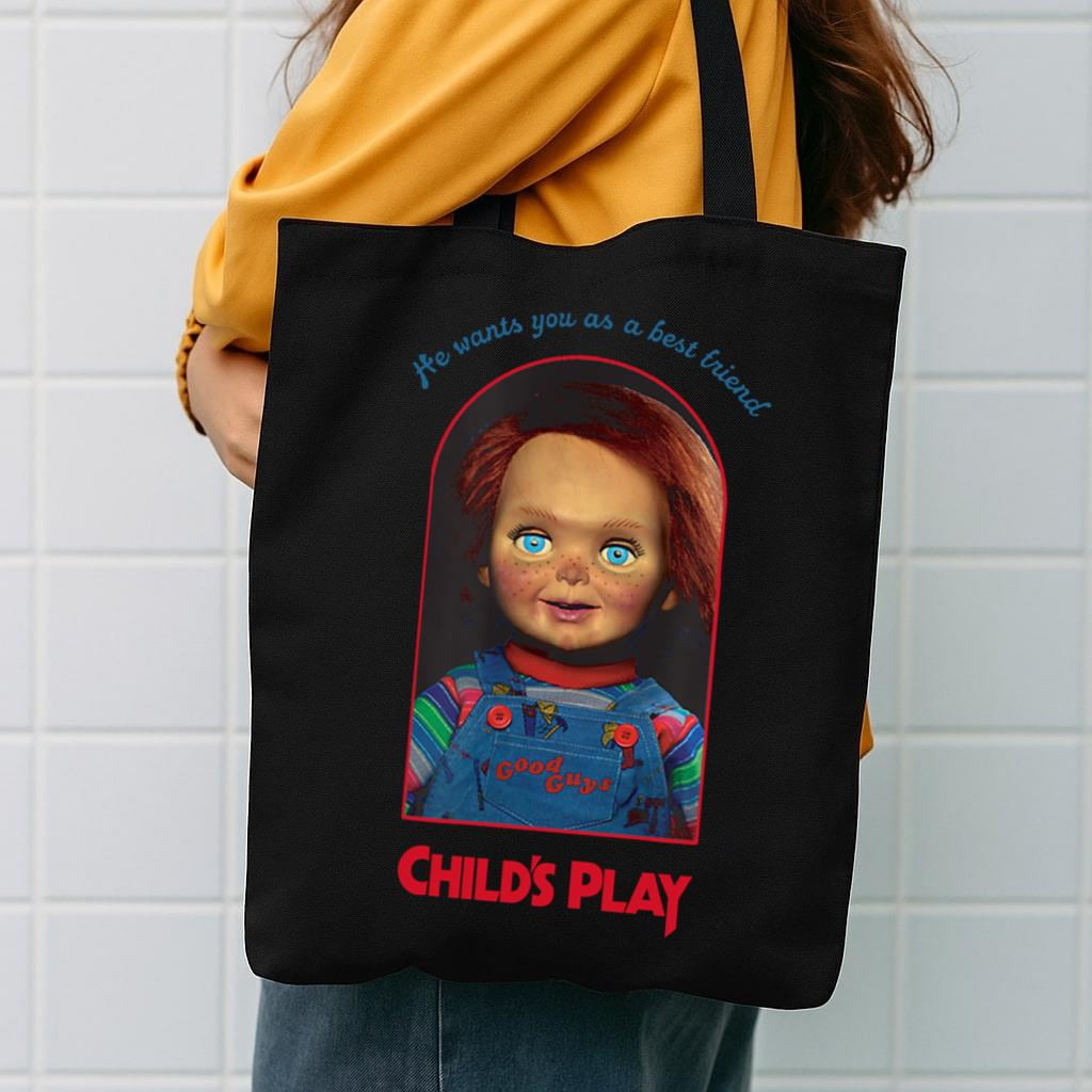 Chucky Doll Tote Bag, Heavyweight Childs Play Good Guys Chucky Box ...