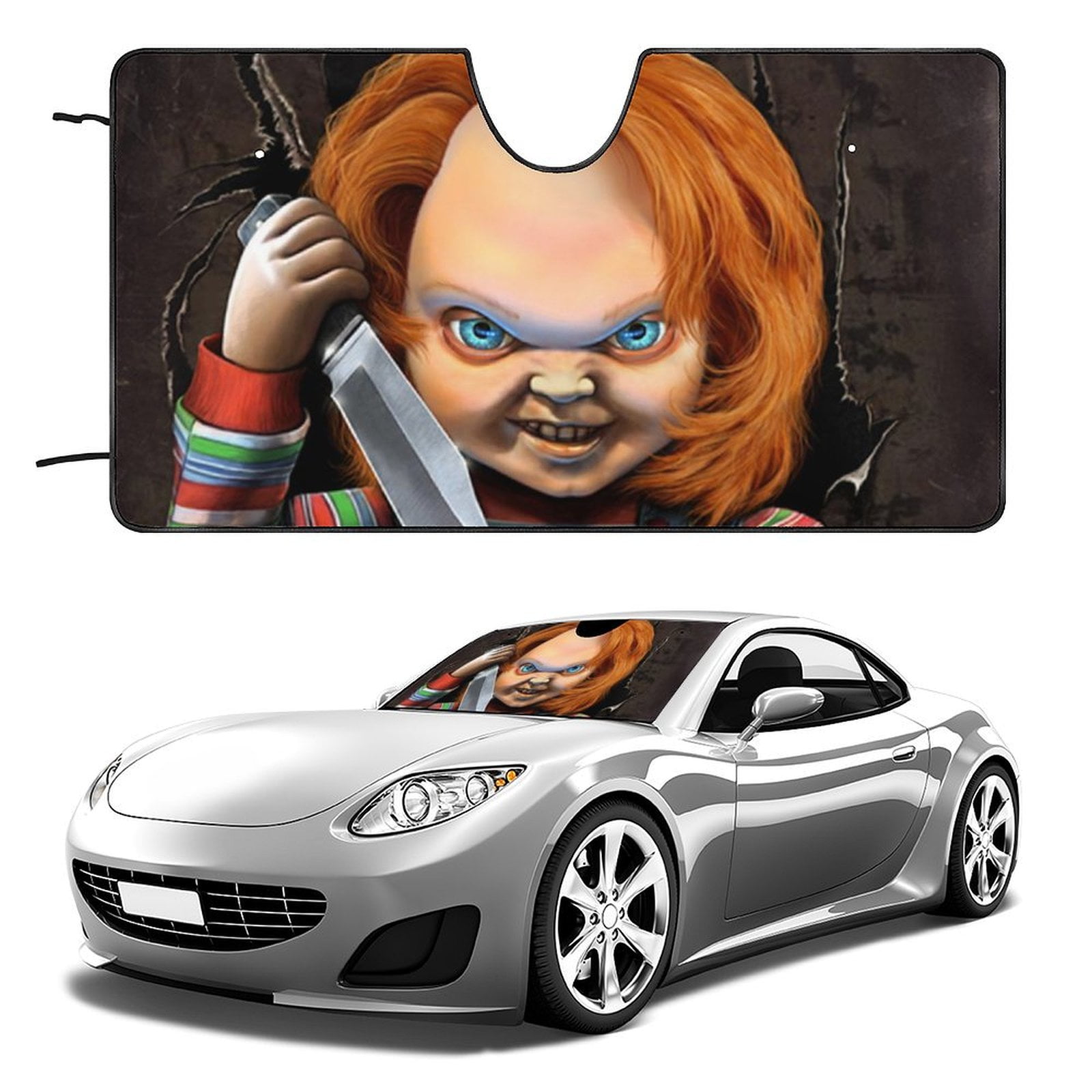 Chucky Doll Windshield Sunshades UV Reflector Sun Visor Foldable Car ...