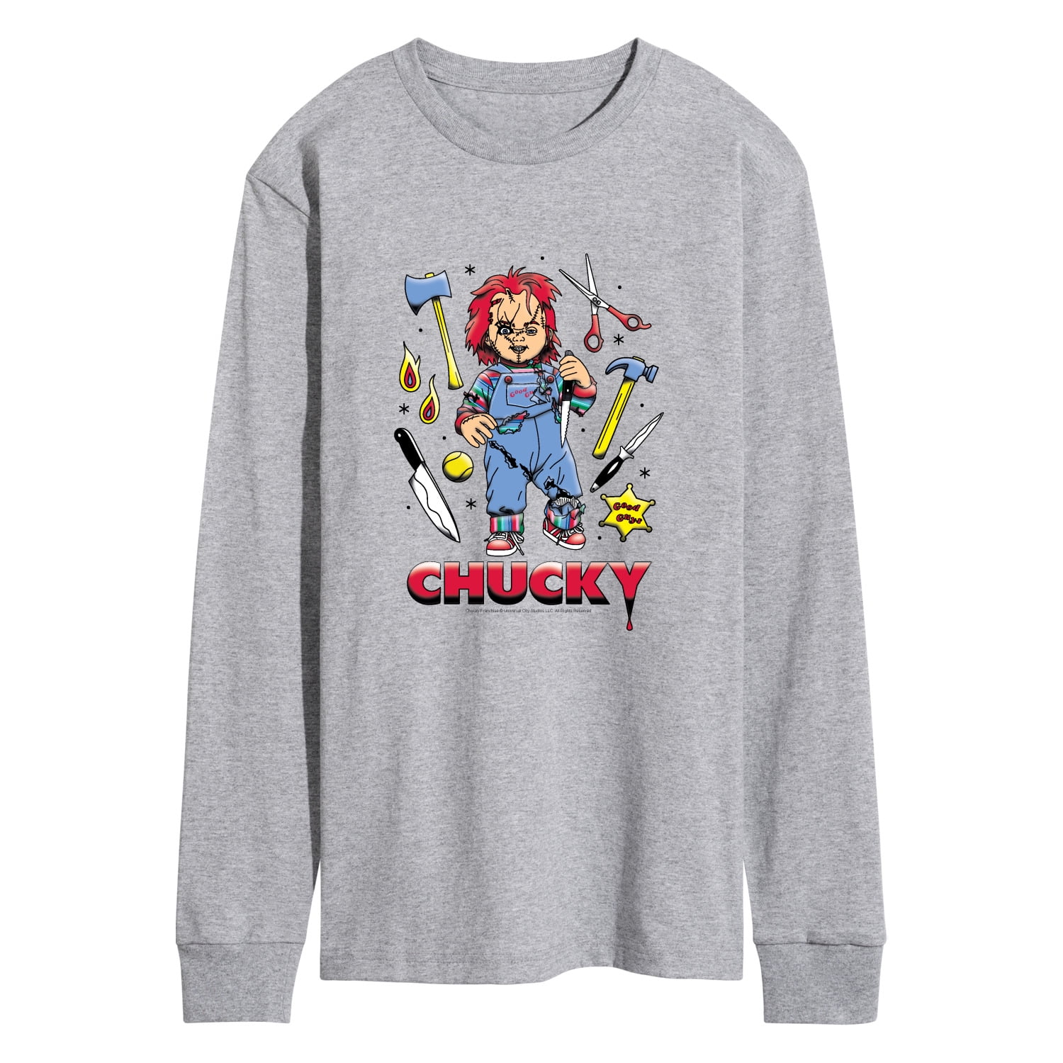 Chucky - Flash Tattoo - Men's Long Sleeve Graphic T-Shirt - Walmart.com