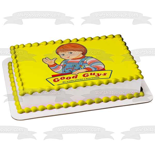 Chucky Good Guys He Wants to Be Friends Edible Cake Topper Image ...