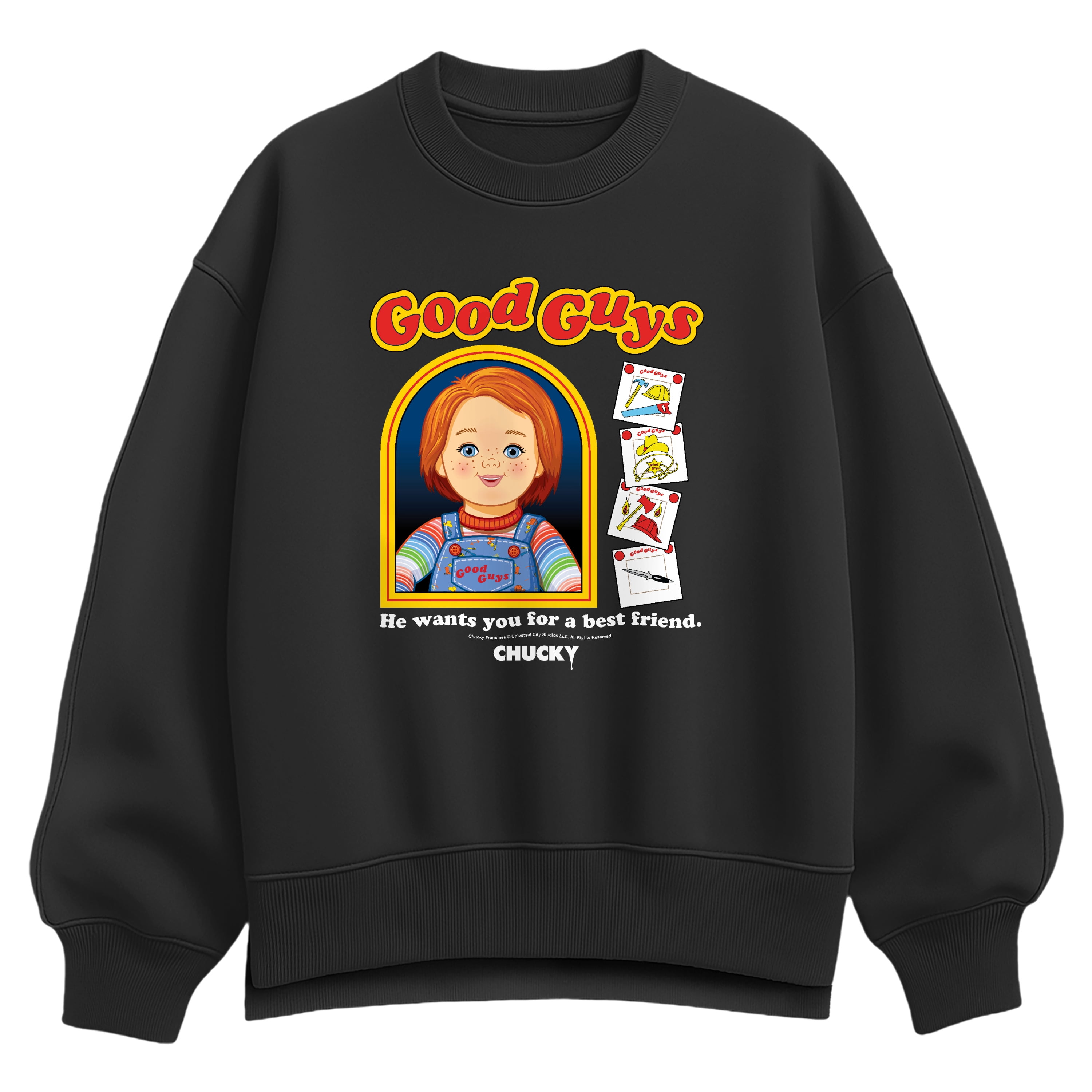 Chucky - Good Guys Package - Women's Oversized Fleece Crew Sweatshirt ...