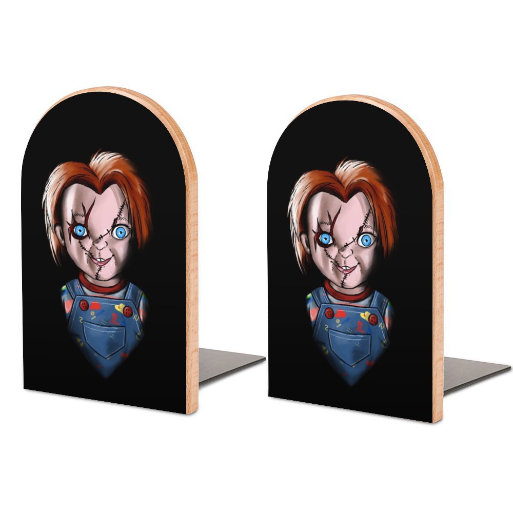 Chucky Horror Bookends Wood Book Divider Decorative Shelves Non-Skid ...